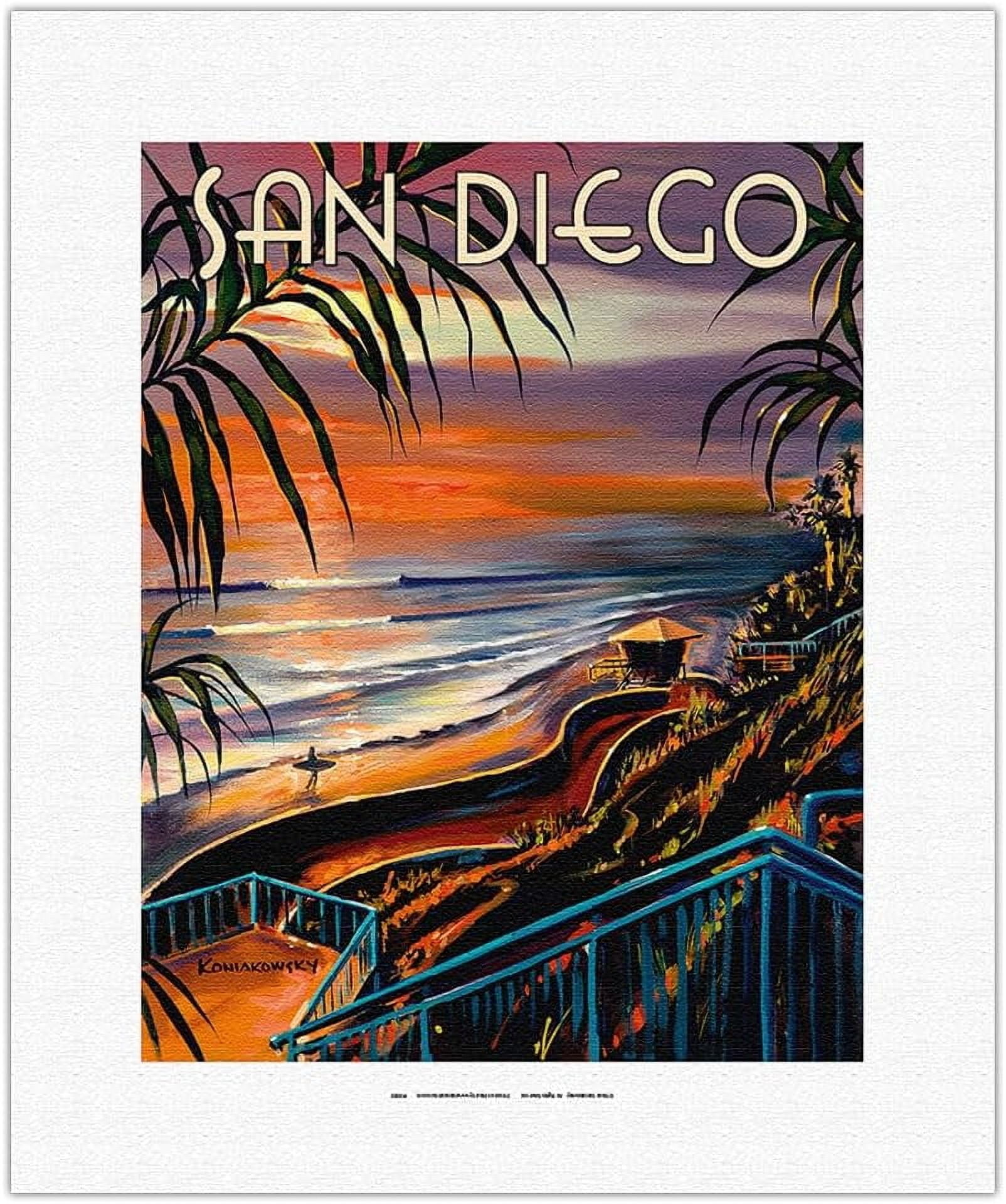 ADALE San Diego - California Sunset - Vintage Travel Poster by Wade ...