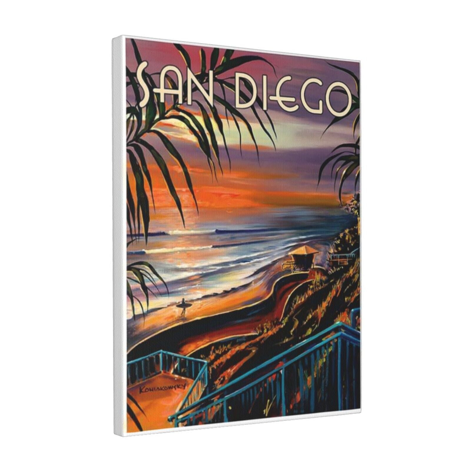 ADALE San Diego - California Sunset - Vintage Travel Poster by Wade ...