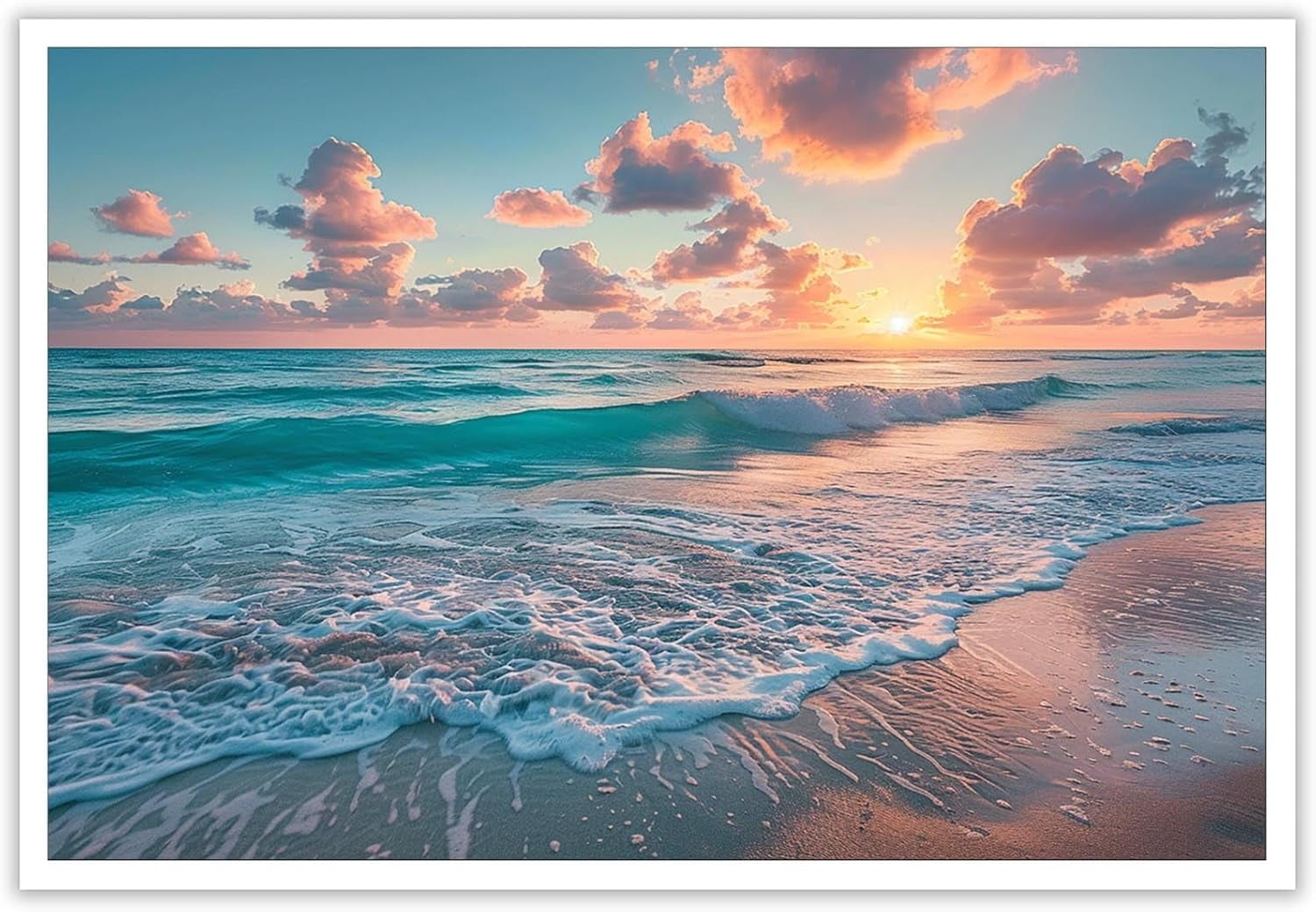 ADALE Sea Beach Ocean White Sand Posters Beauty Ocean Sea Wave Scenery ...