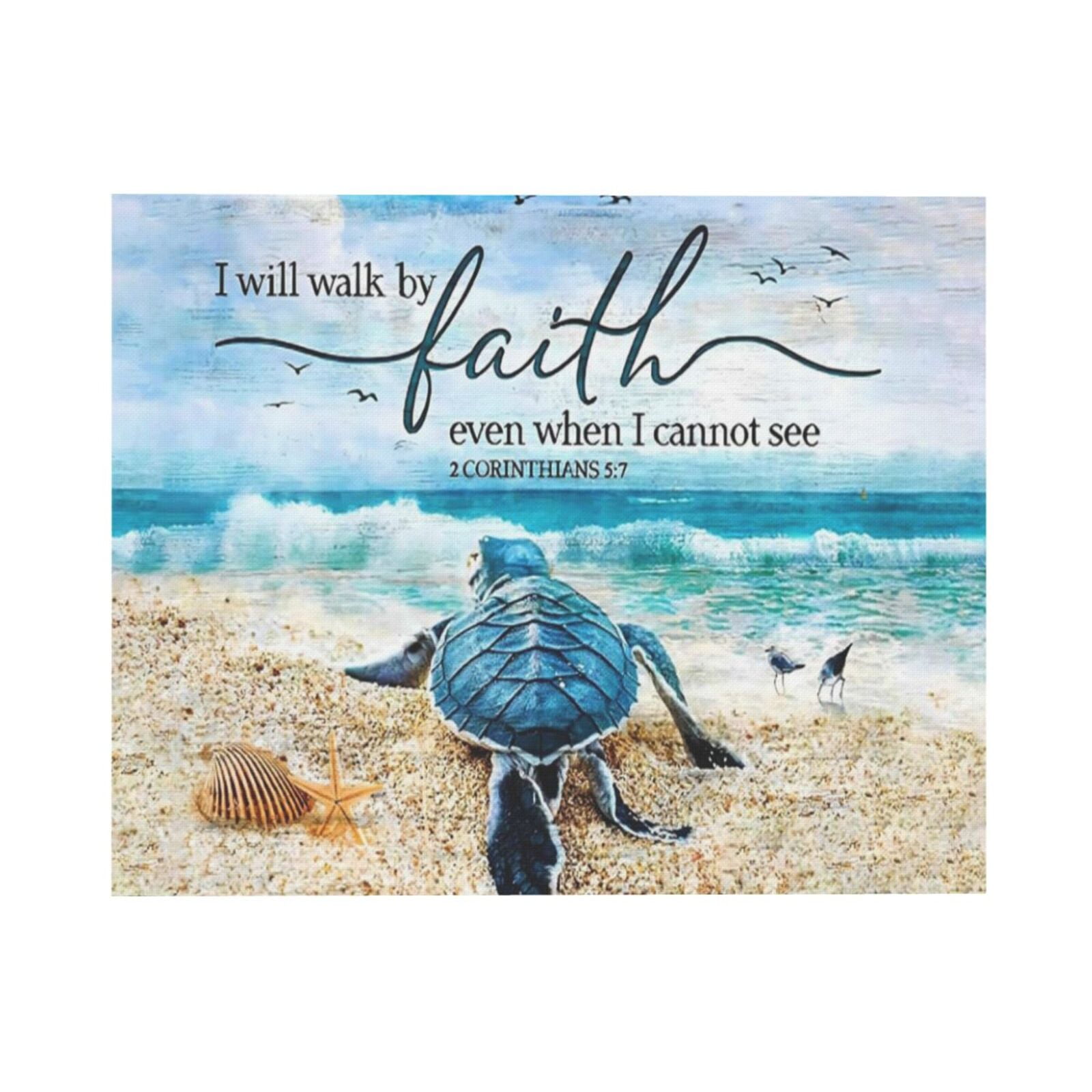 ADALE Sea Turtle Large Wall Art Scripture Bible Decor Teal Turtle Walk ...