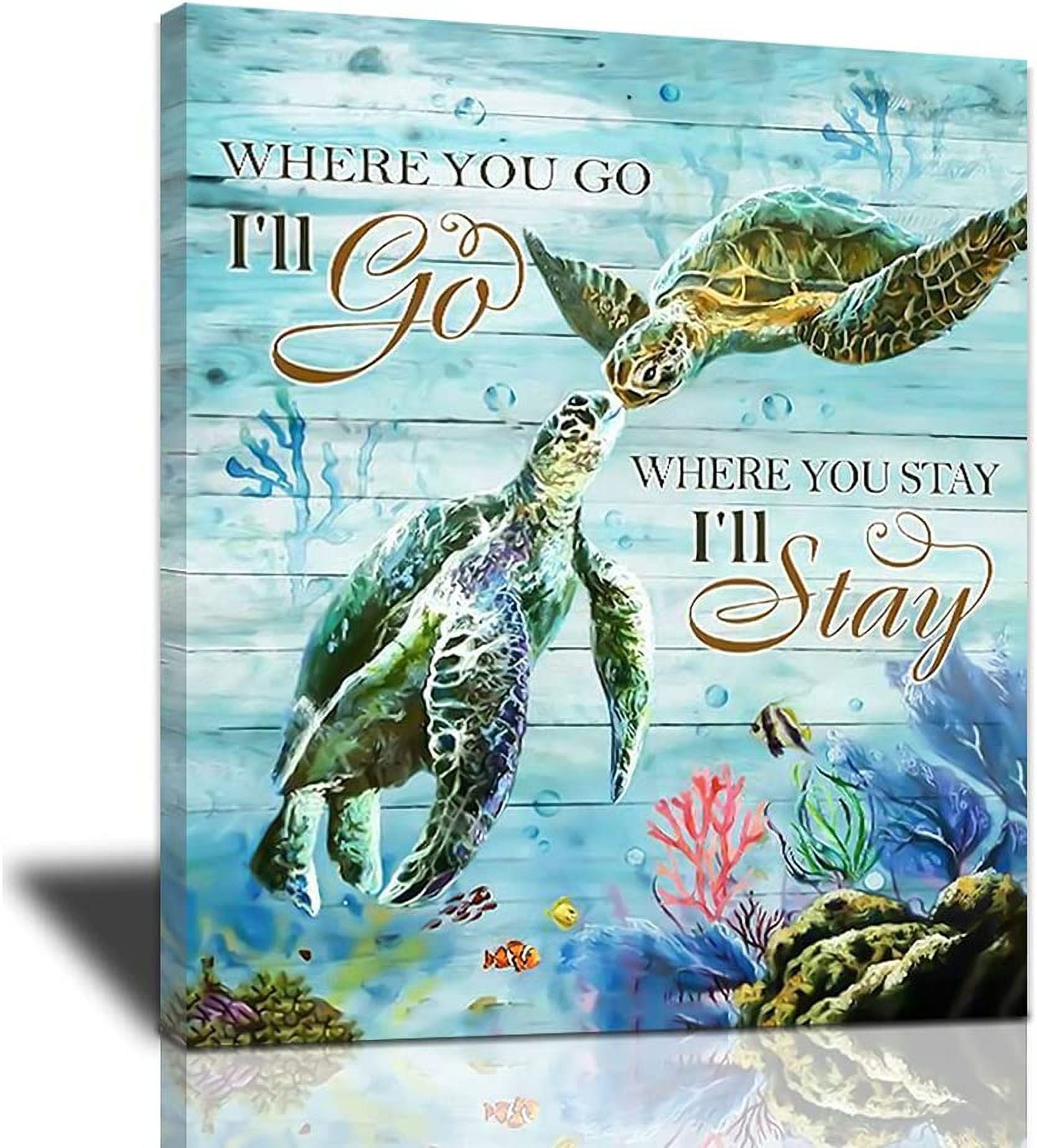 ADALE Sea Turtle Quotes Decor Wall Art Valentine's Day Birthday Gifts ...