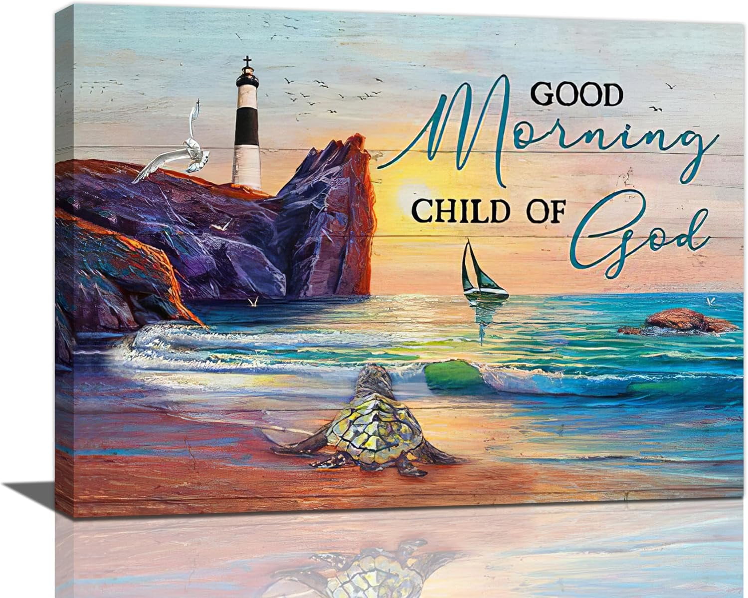 ADALE Sea Turtle Wall Art Religious Lighthouse Pictures Wall Decor ...