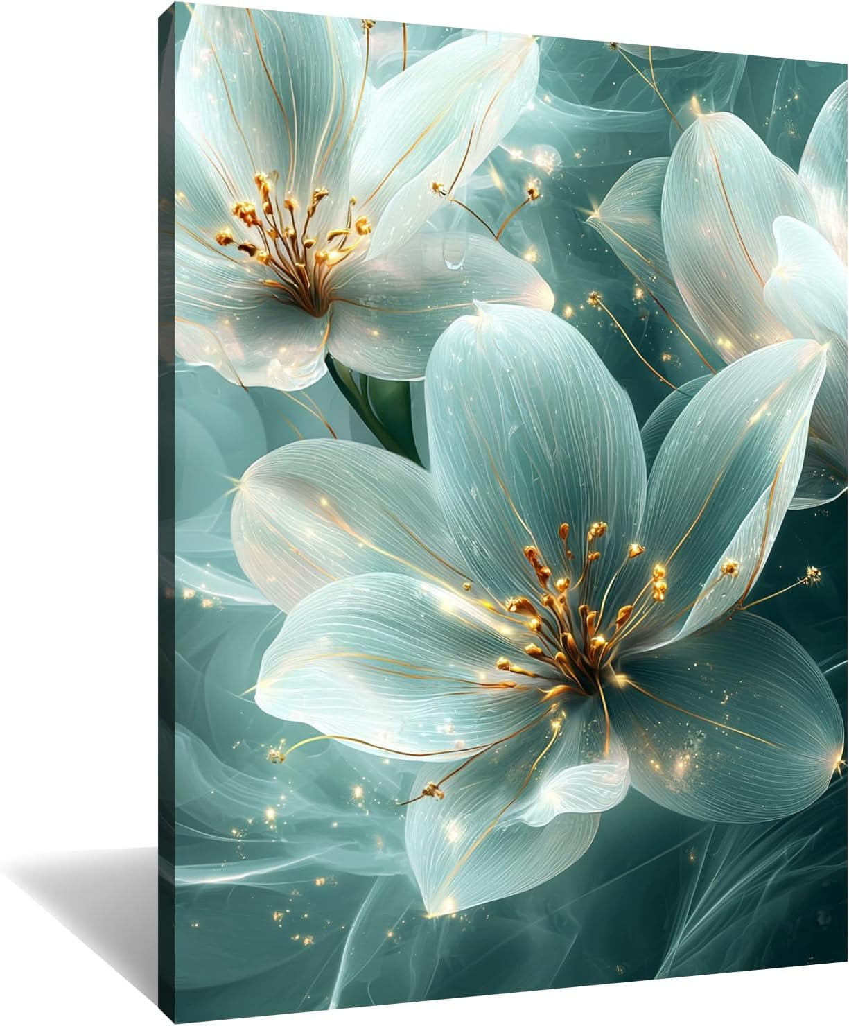 ADALE Shark Wall Art Blue Painting Shark Catching Fish Picture Print on ...