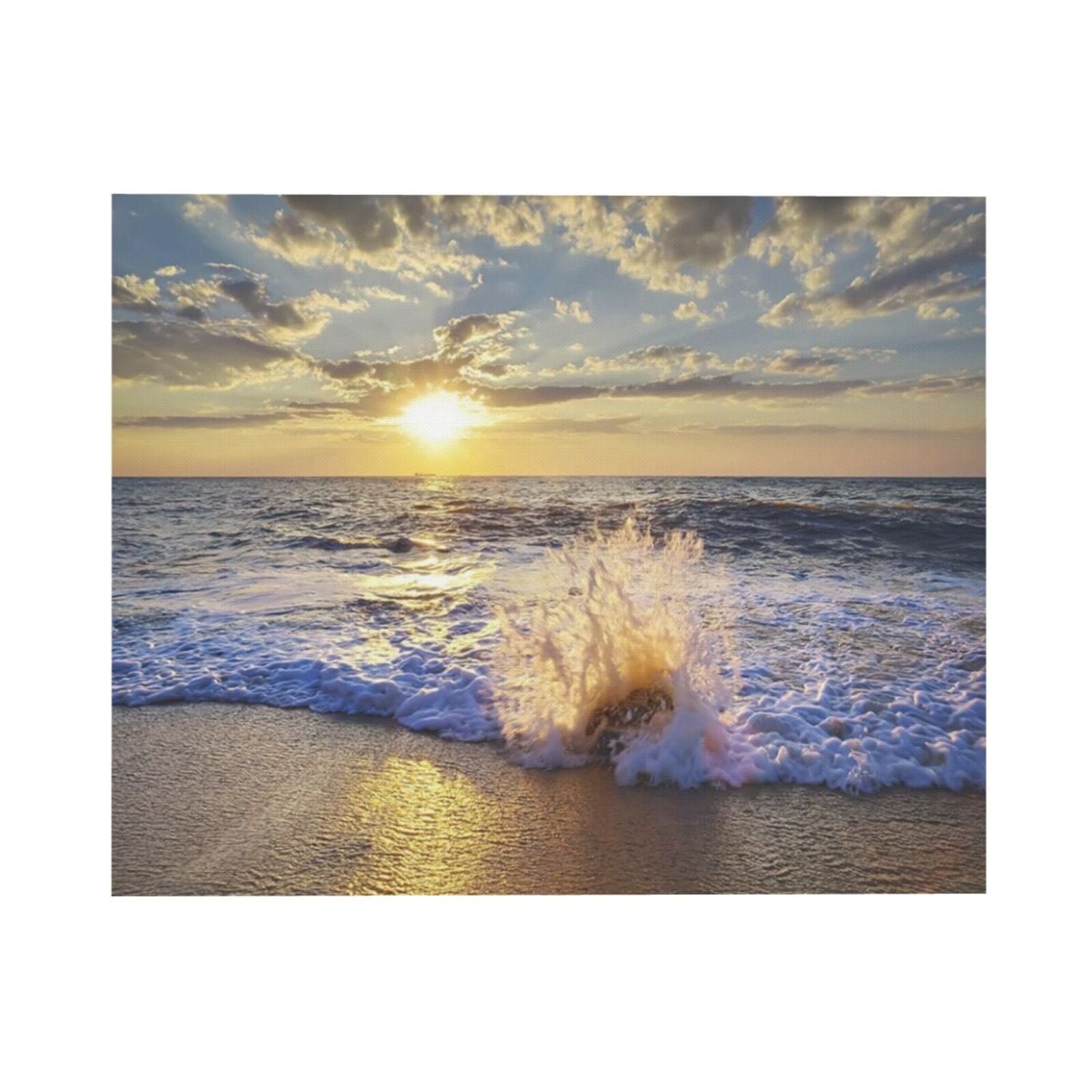 ADALE Spindrift Sunrise and Beach Canvas Wall Art, Ocean Pictures ...