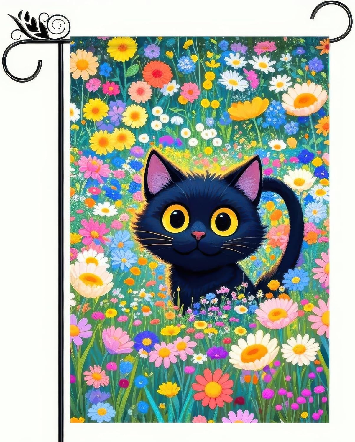 ADALE Spring Garden Flags Double Sided Black Cat Welcome Garden Flags ...