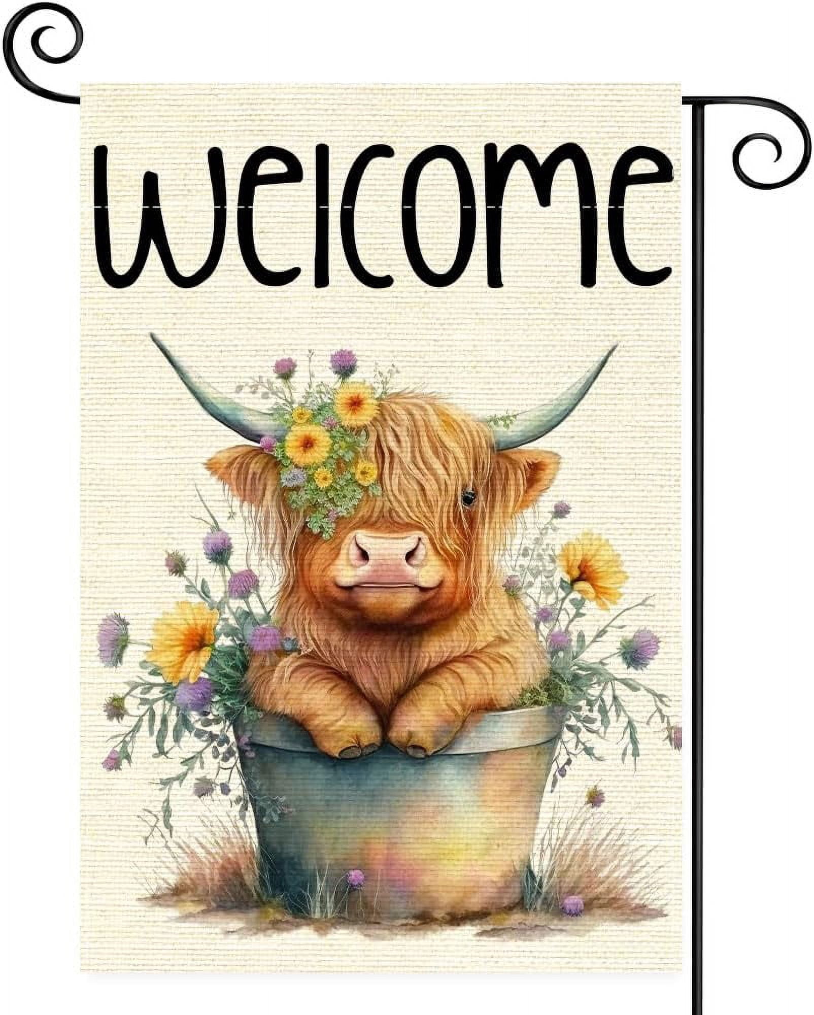 ADALE Spring Summer Highland Cow Garden Flag Double Sided Outside, Best ...
