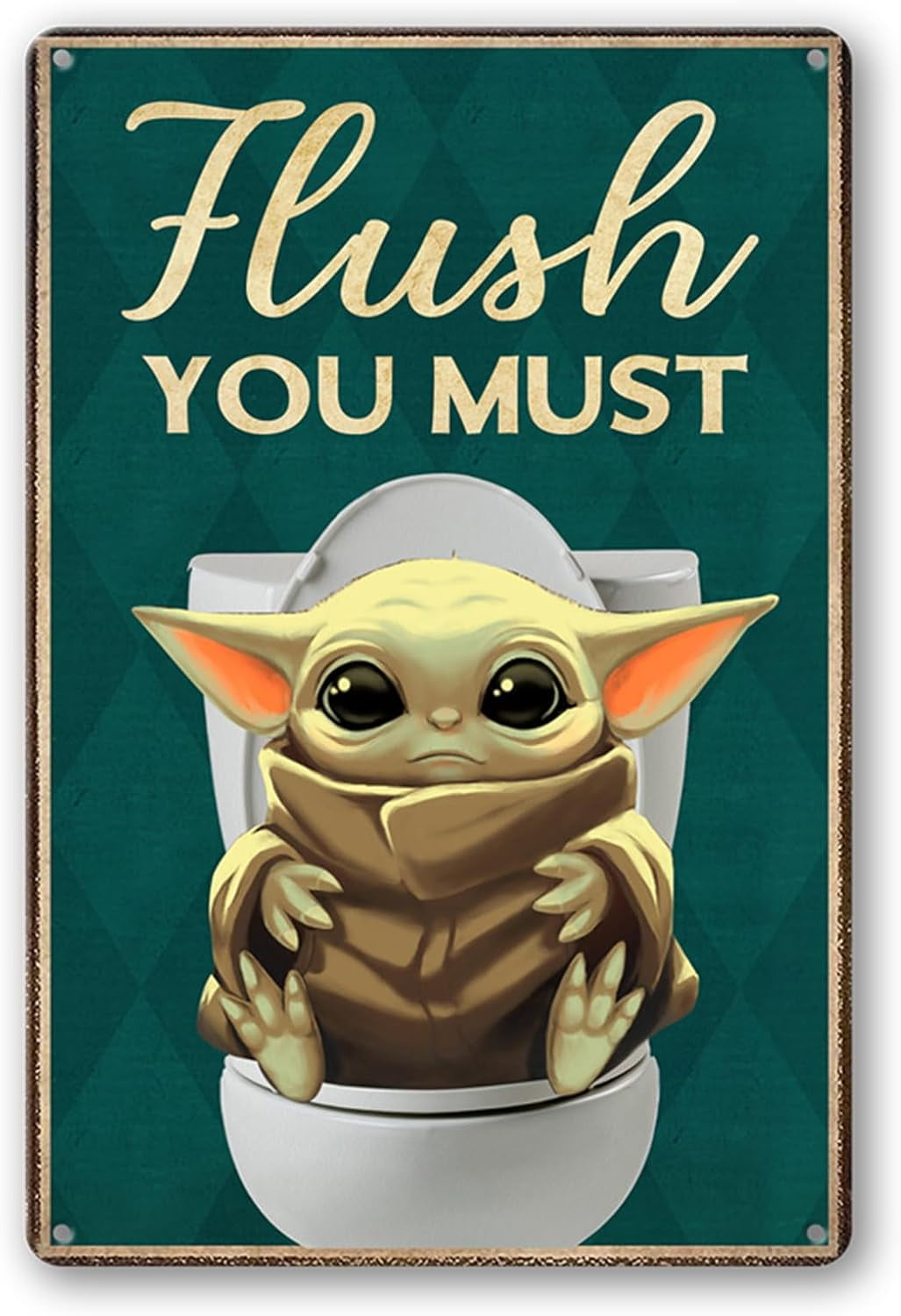 ADALE Star Wars Bathroom Decor Bathroom Metal Sign, Baby Yoda Flush You ...