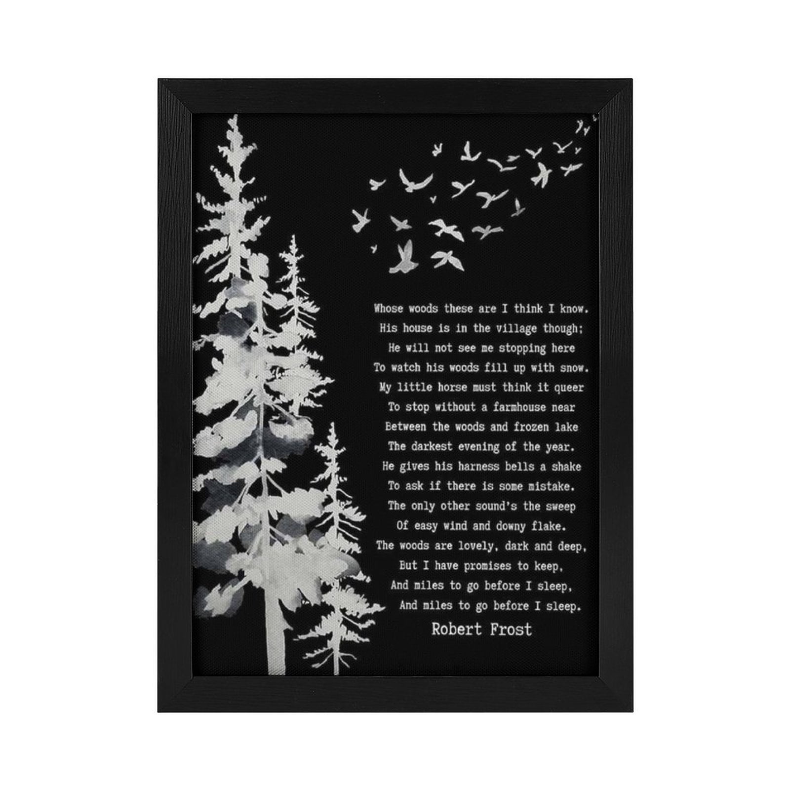 ADALE Stopping By Woods on A Snowy Evening Poem Wall Art Prints Quotes ...