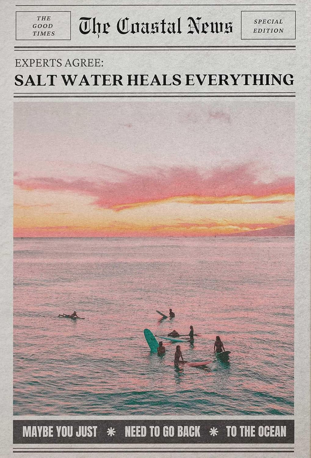 ADALE Summer Beachy Wall Art Grainy Salt Water Heals Everything ...