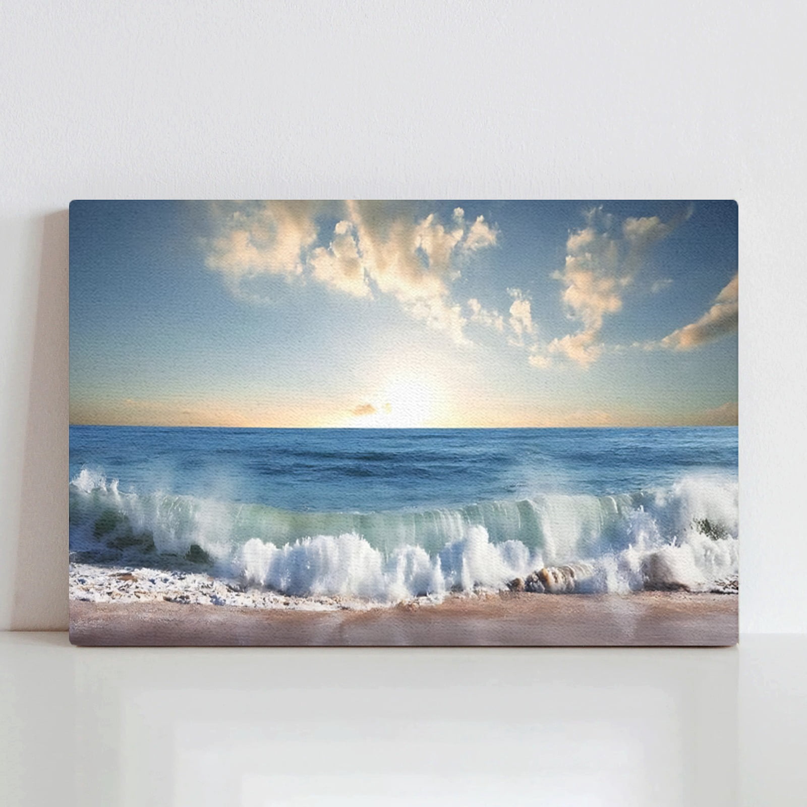 ADALE Sunset Beach Canvas Wall Art Ocean Waves Pictures Seascape Nature ...