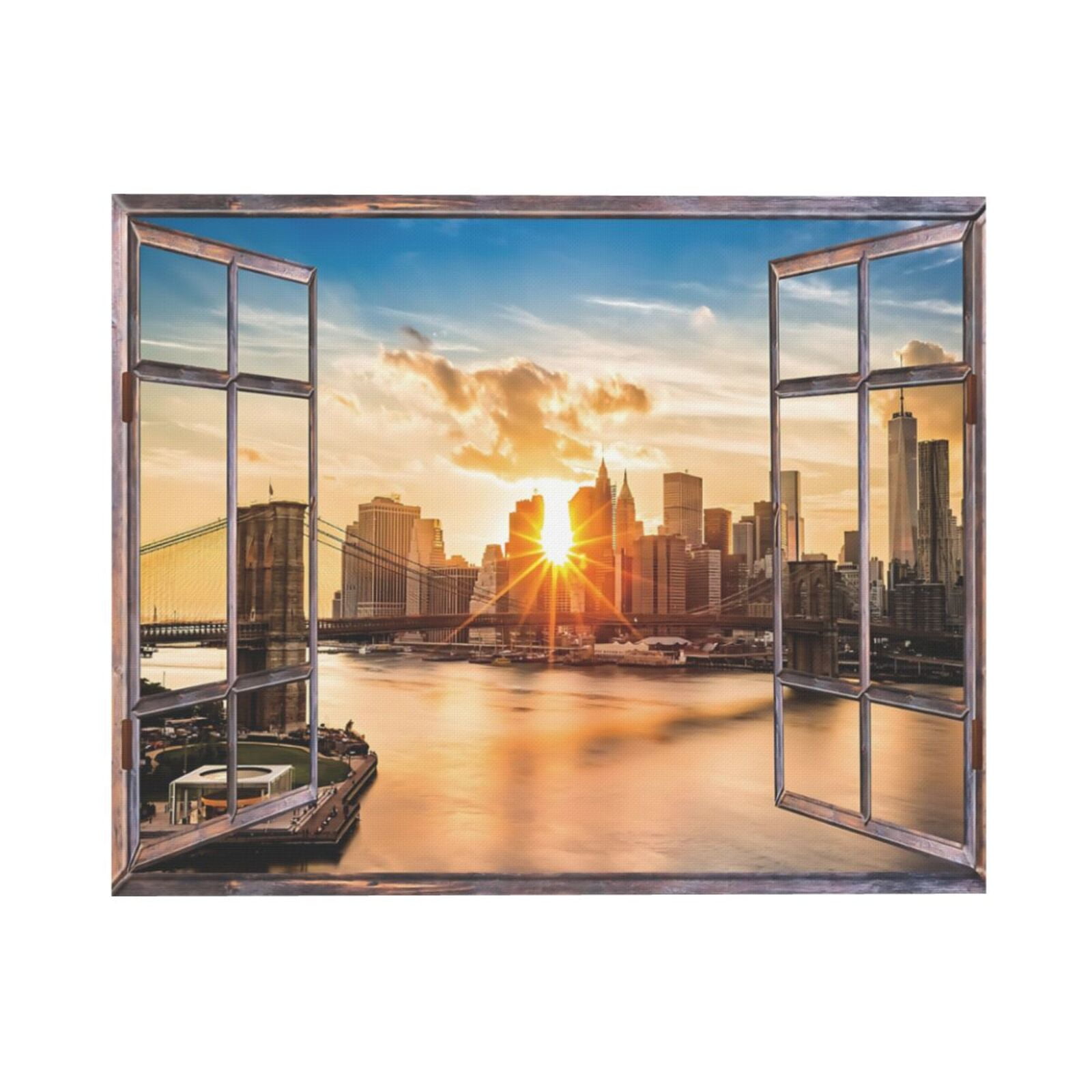 ADALE Sunset Brooklyn Bridge Wall Art New York City Skyline Picture ...