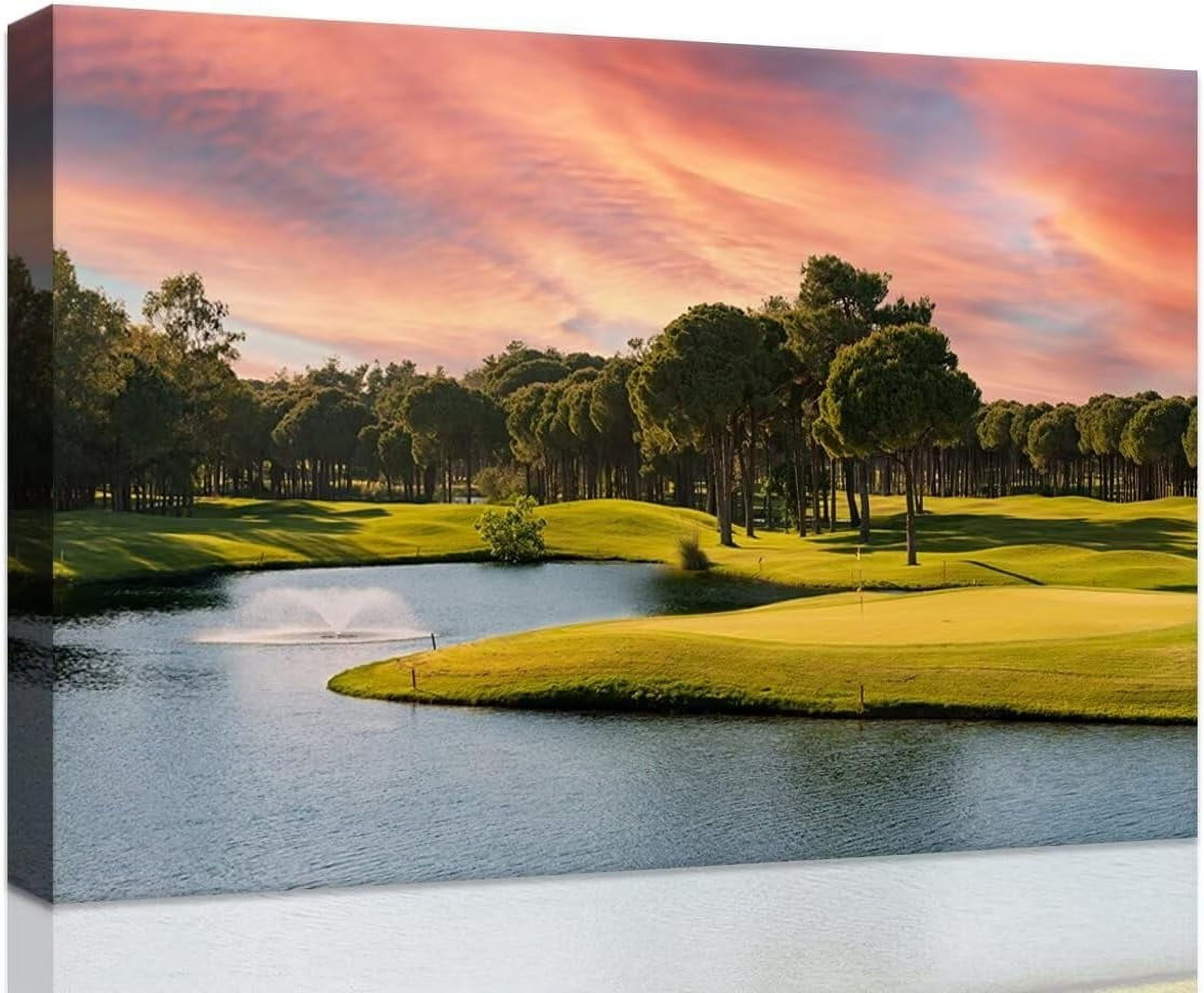 ADALE Sunset Golf Course Wall Art for Livg Room Bedroom Bathroom Home ...