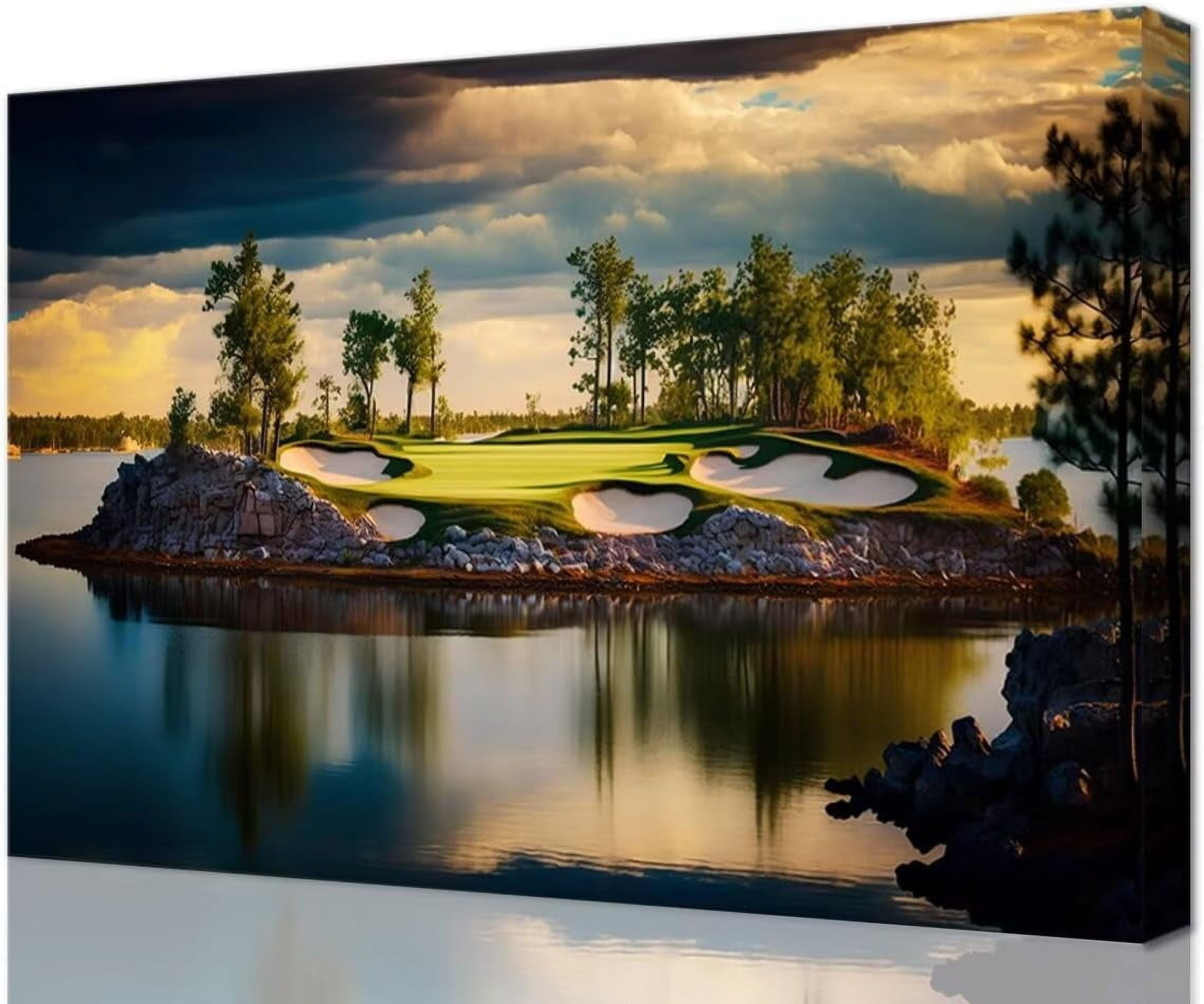 ADALE Sunset Landscape Golf Course Wall Art Picture Golf Course Wall ...