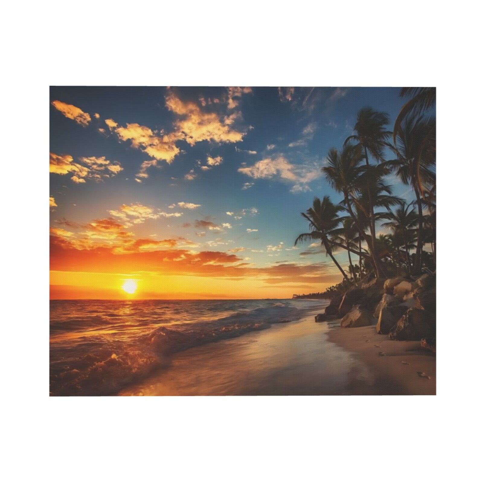 ADALE Sunset Over Tropical Beach Palm Tree Ocean Photo Photograph ...