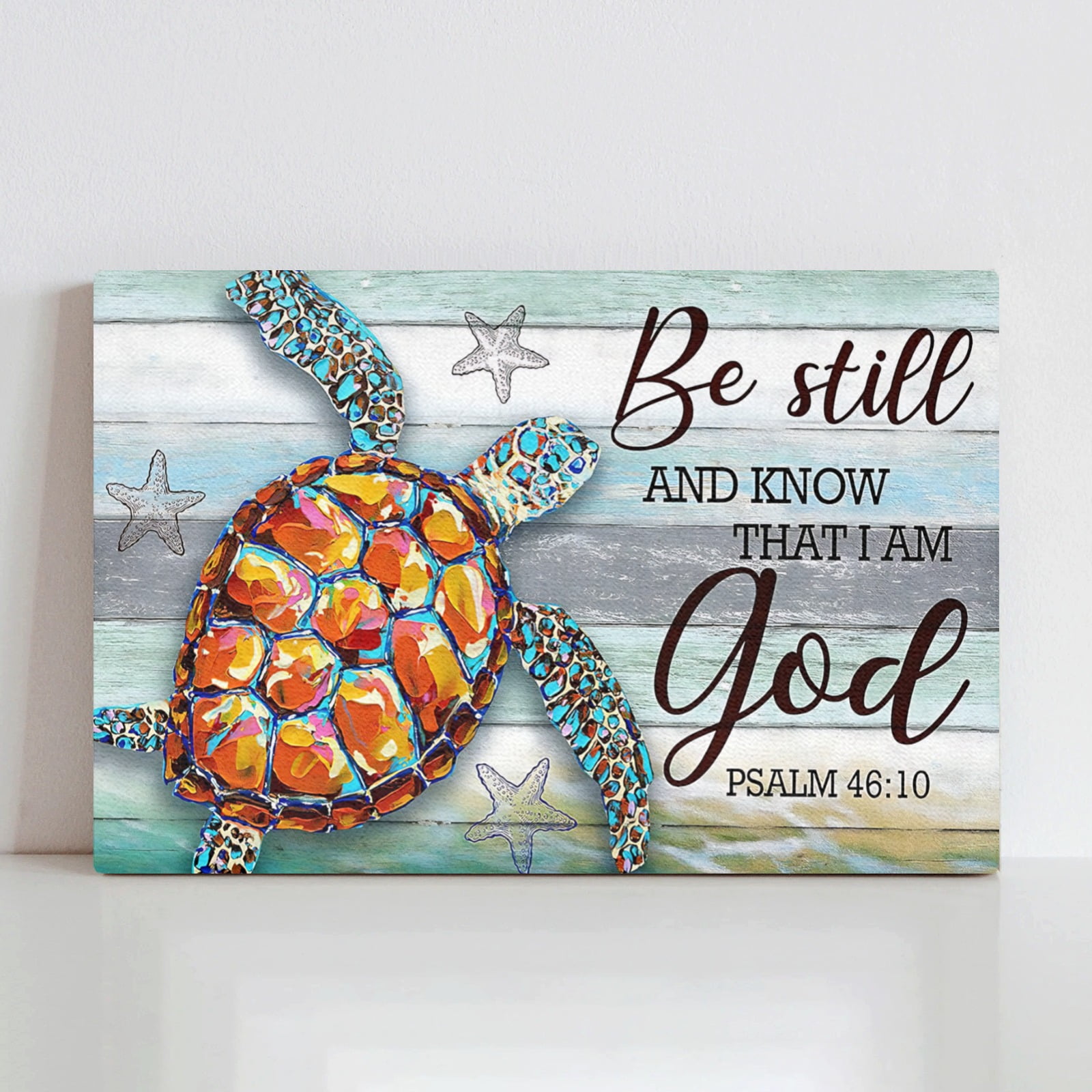 ADALE Teal Sea Turtle Wall Art God Jesus Bible Psalm Pictures Wall ...