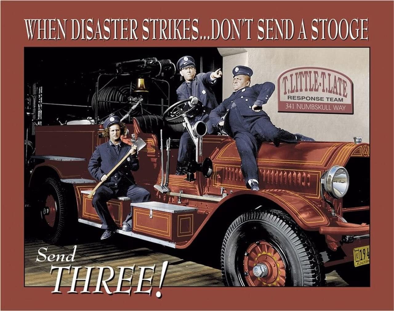 ADALE The Three Stooges Fire Department Tin Sign - Nostalgic Vintage ...