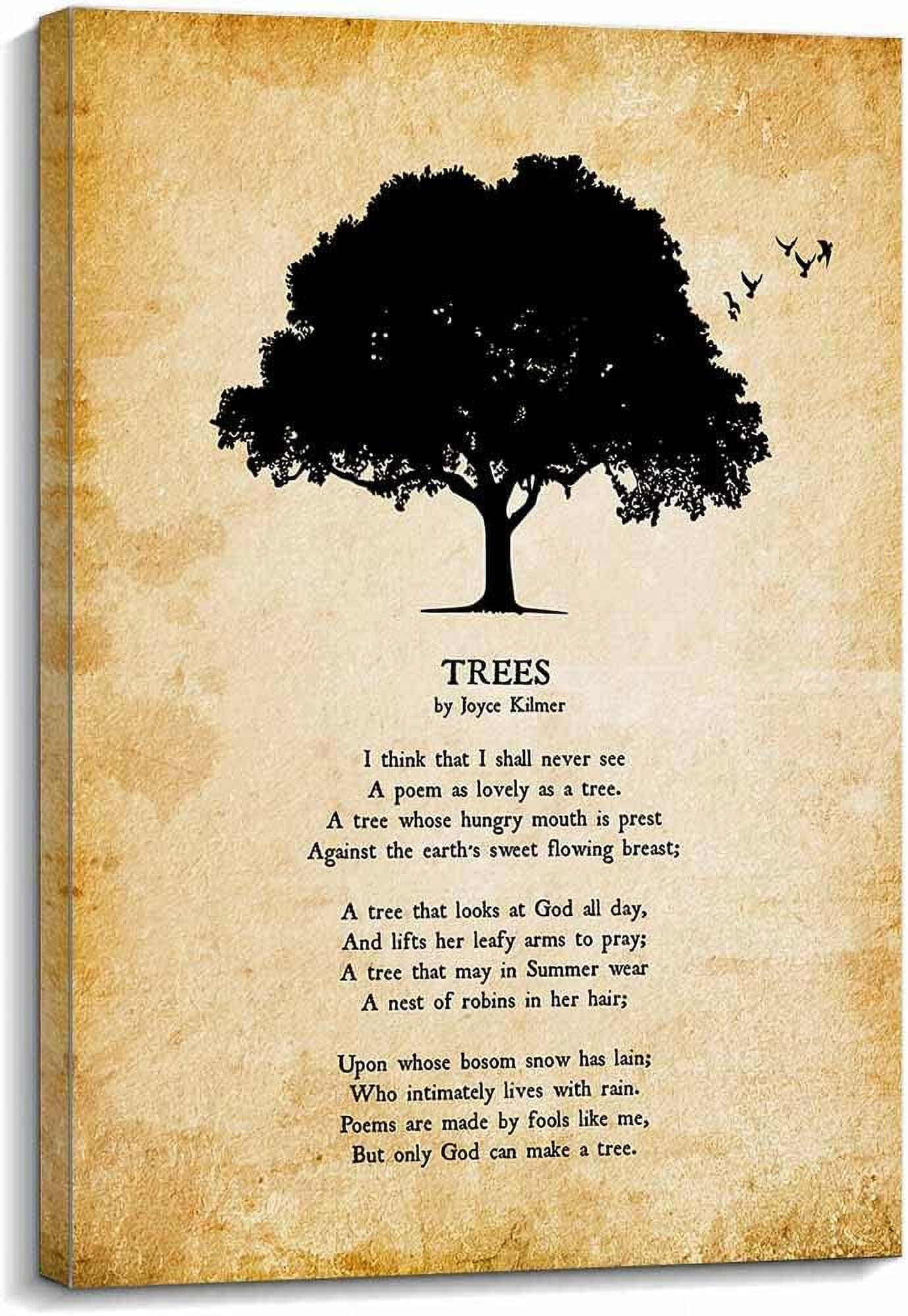 ADALE Trees Poem Wall Decor Joyce Kilmer Quotes Wall Art Poetry Posters ...