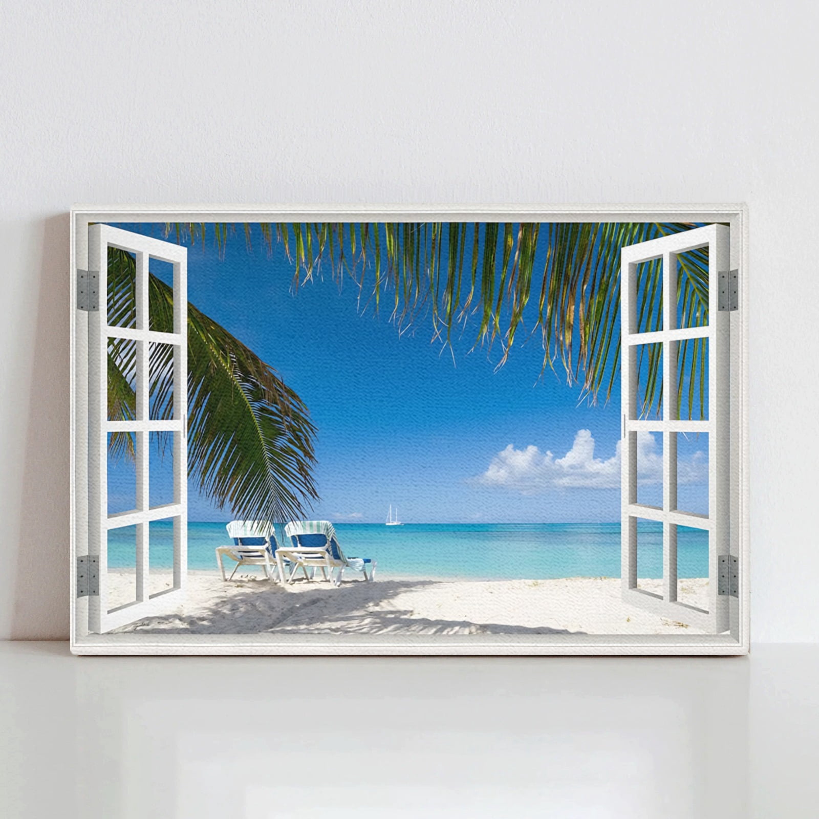 ADALE Tropical Beach Wall Art Picture for Living Room Window Frame ...