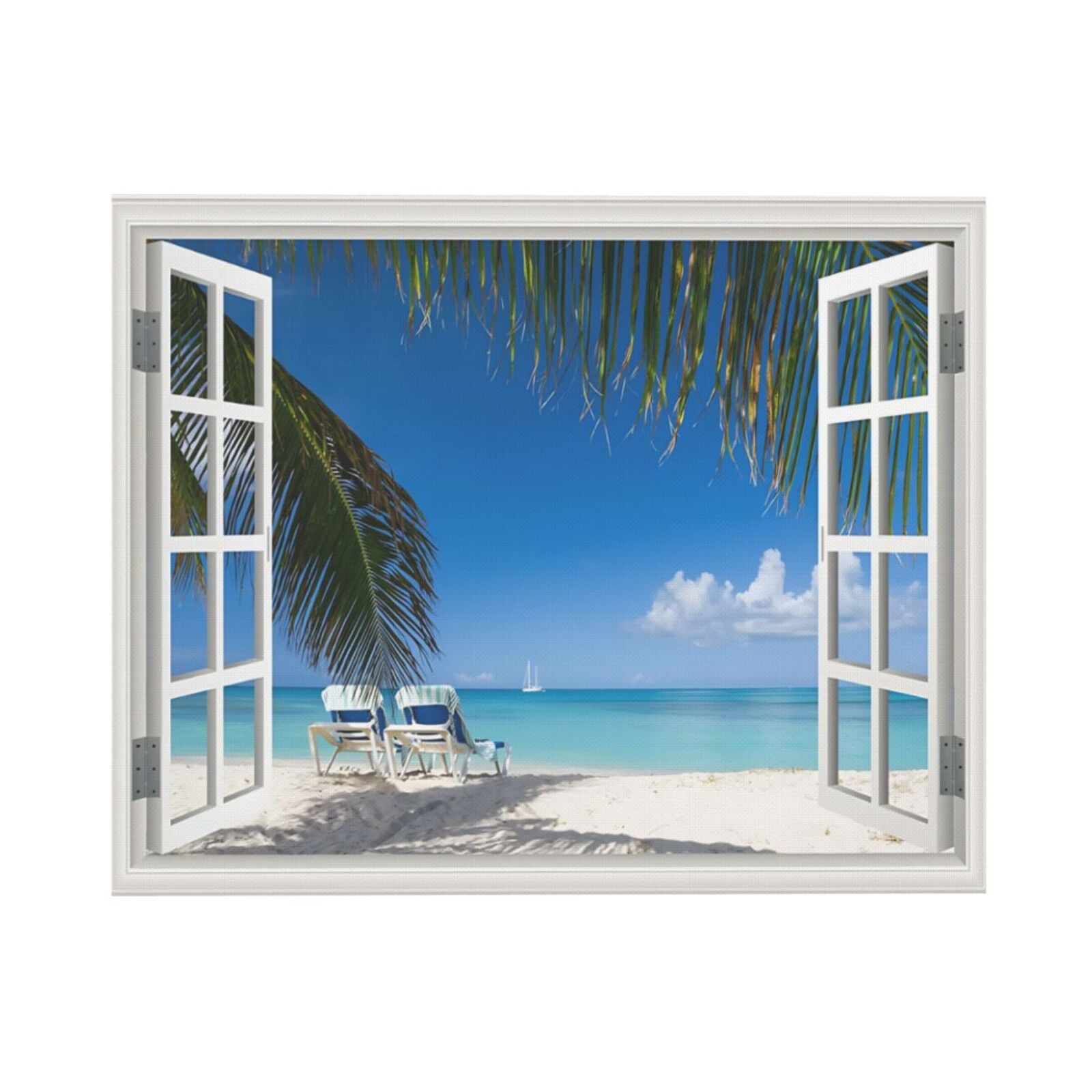ADALE Tropical Beach Wall Art Picture for Living Room Window Frame ...