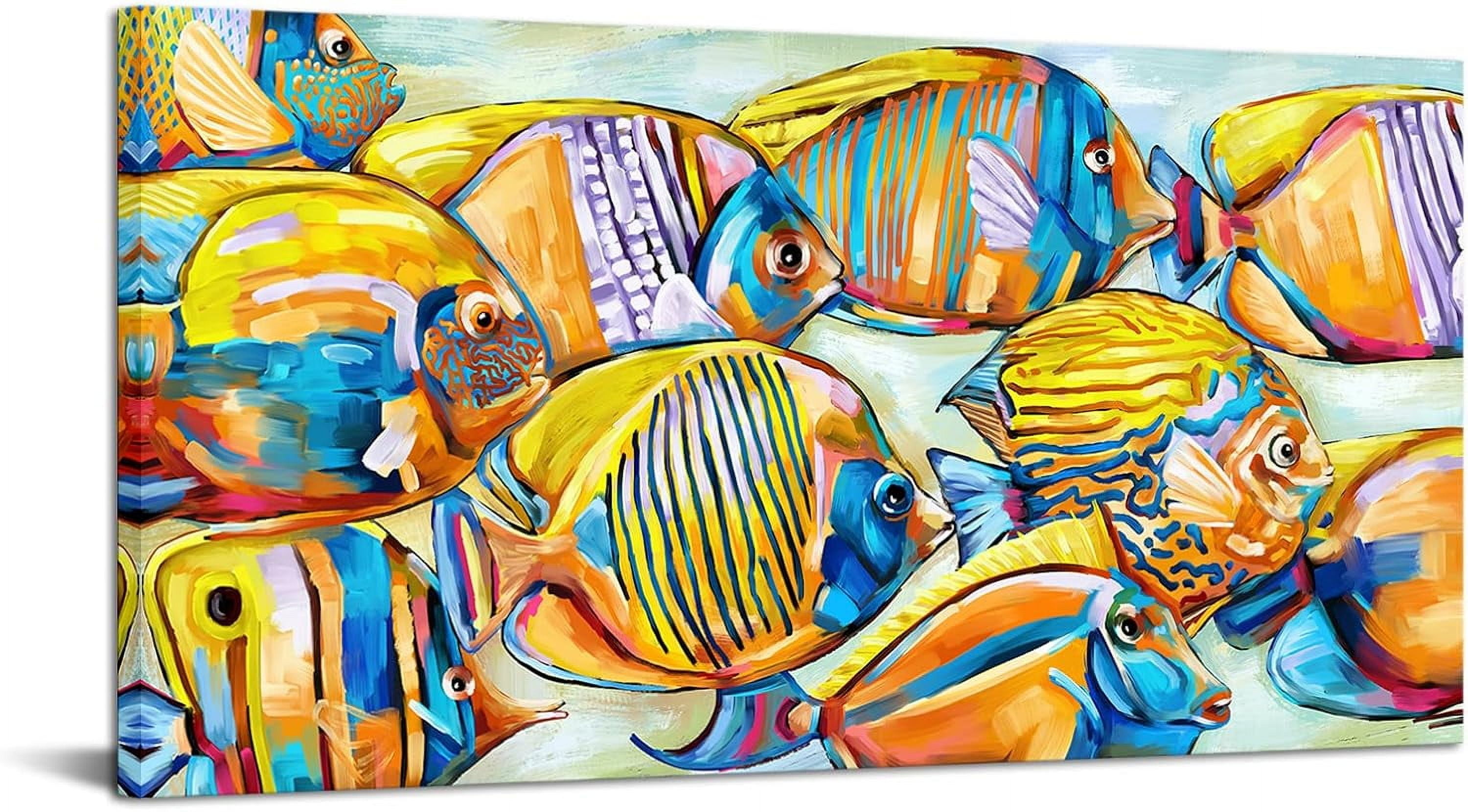 ADALE Tropical Fish Wall Art Paintings Colorful Abstract Sea Animal ...