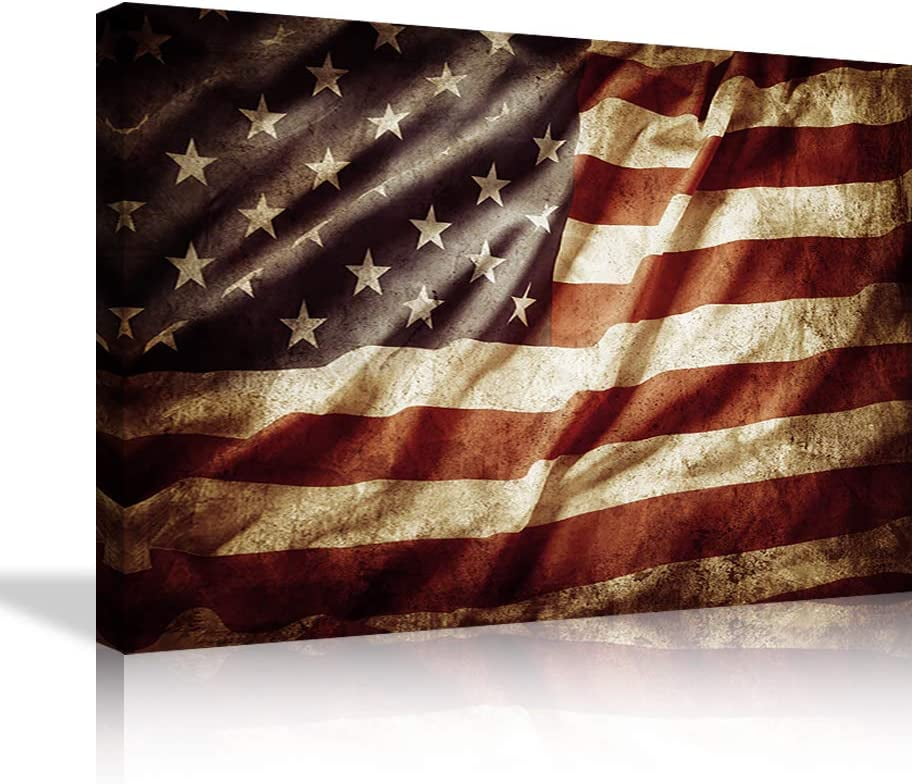 ADALE USA Closeup Rustic American Flag Canvas Art Wall Decor Canvas ...