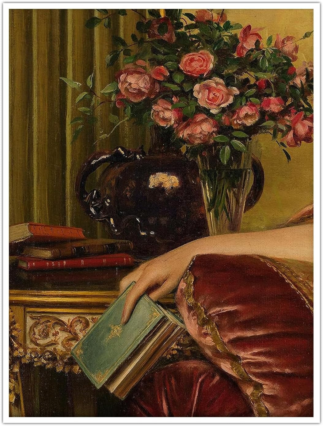 ADALE Vintage Art Portrait Maximalist Decor with Baroque Rococo Canvas Wall Art Print Eclectic ...