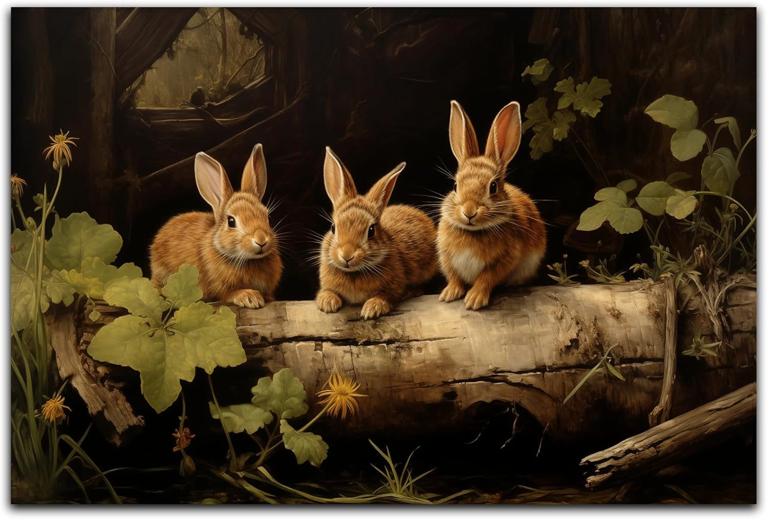 ADALE Vintage Bunny Canvas Wall Art Farmhouse Rabbit Posters For Wall ...