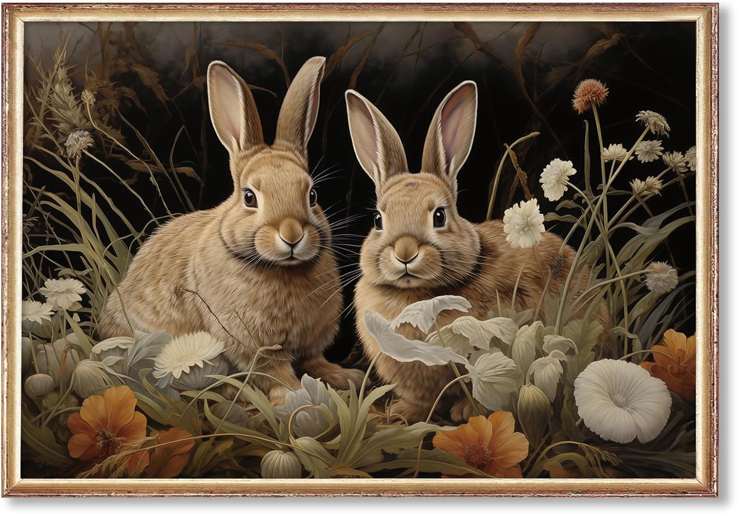 ADALE Vintage Bunny Canvas Wall Art Farmhouse Rabbit Posters For Wall ...