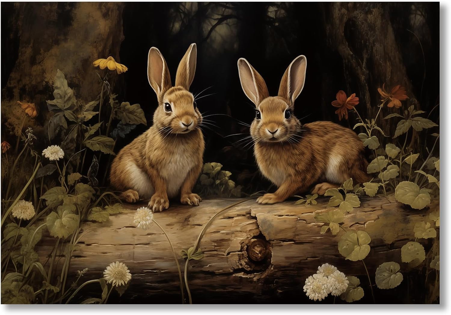 ADALE Vintage Bunny Canvas Wall Art Farmhouse Rabbit Posters For Wall ...