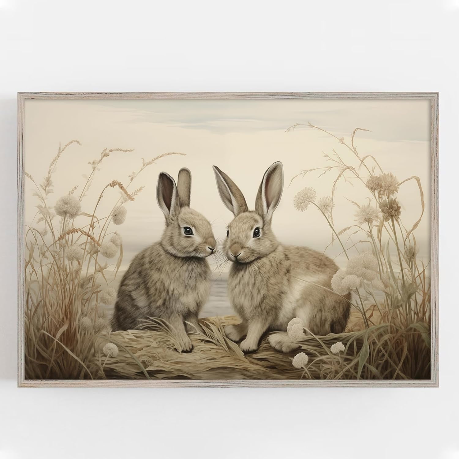 ADALE Vintage Bunny Canvas Wall Art Farmhouse Rabbit Posters For Wall ...