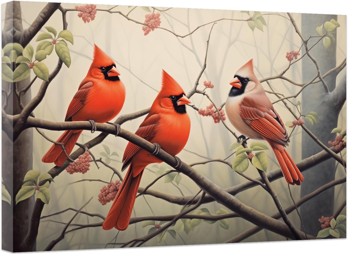 ADALE Vintage Cardinal Wall Art Pictures Of Red Birds Cardinal On ...