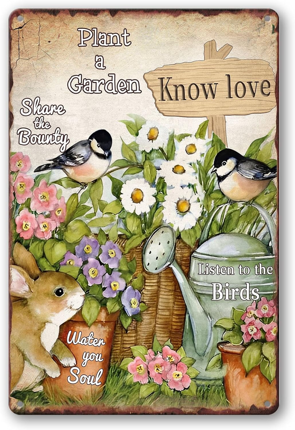 ADALE Vintage Garden Metal Tin Signs Plant A Garden Sign Bird Metal ...