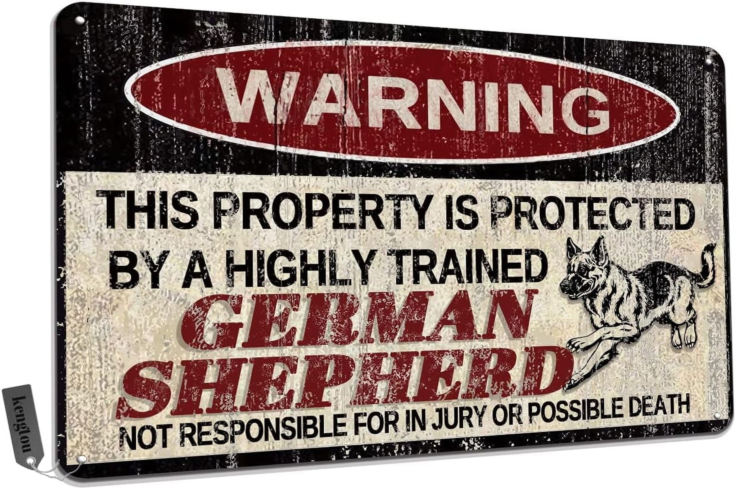 ADALE Vintage German Shepherd Metal Sign Warning This Property is ...