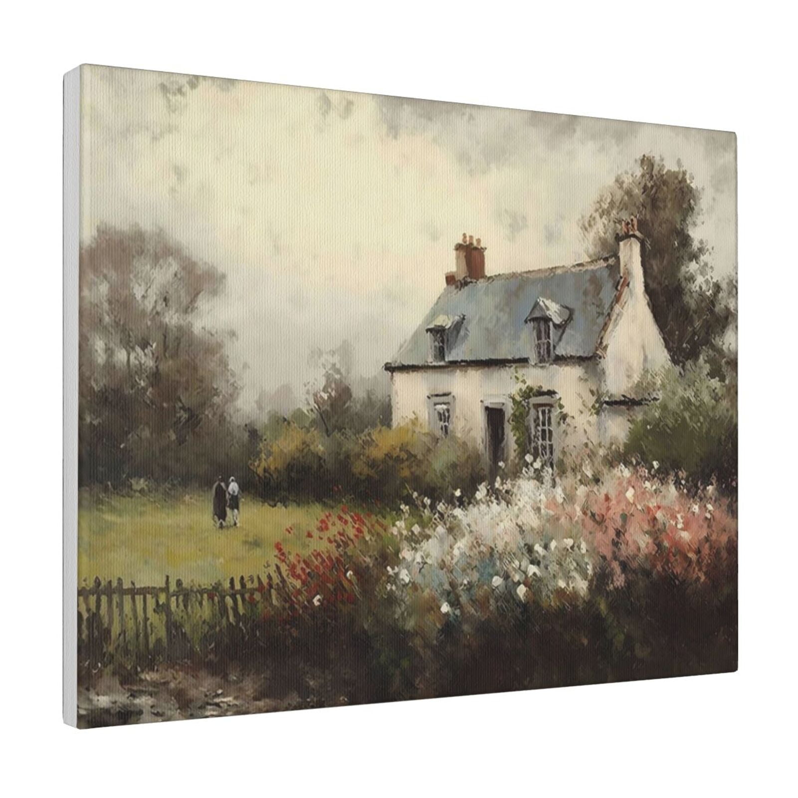 ADALE Vintage Landscape Flower Portrait Oil Painting Canvas Wall Art ...