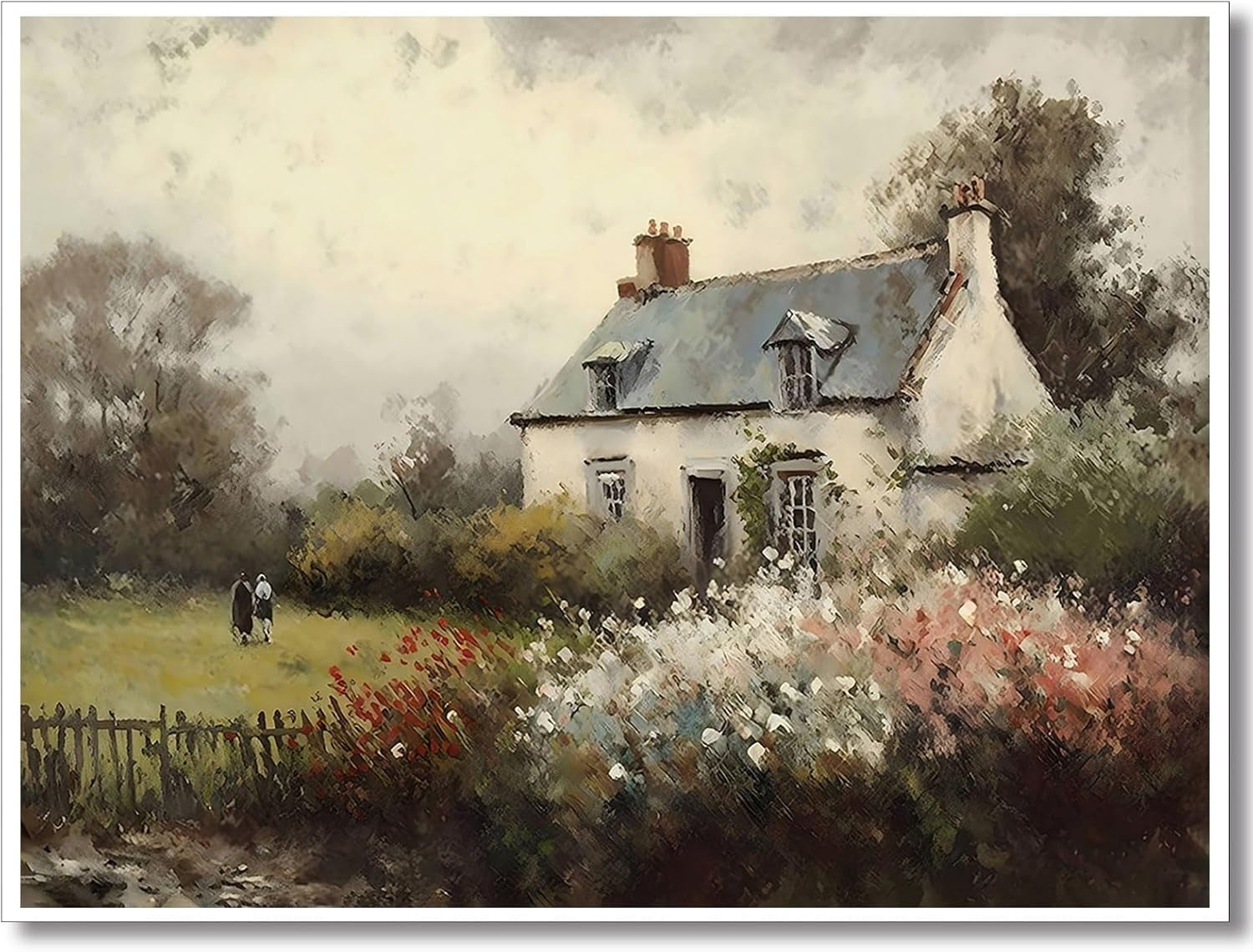 ADALE Vintage Landscape Flower Portrait Oil Painting Canvas Wall Art ...