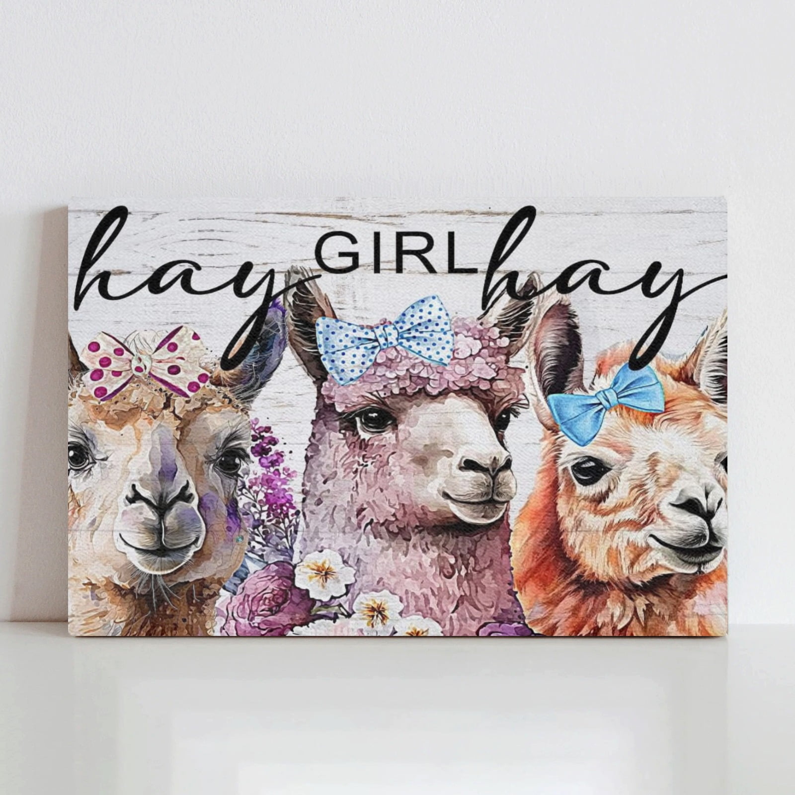ADALE Vintage Llama Gifts Farm Animals Flowers Llama Decor Canvas Wall ...