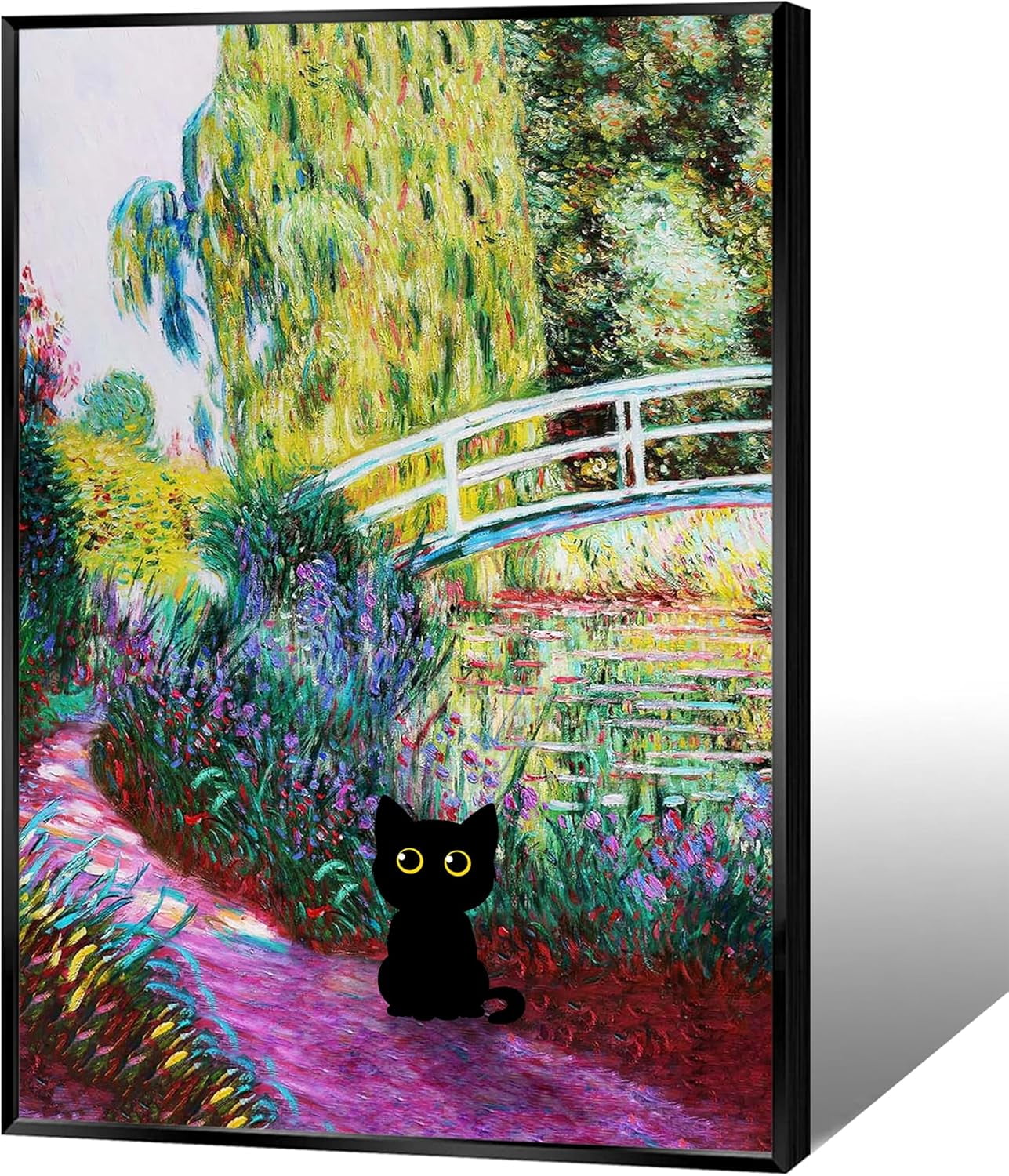 ADALE Vintage Monet Cat Poster Funny Black Cat Bridge of Waterlilies ...