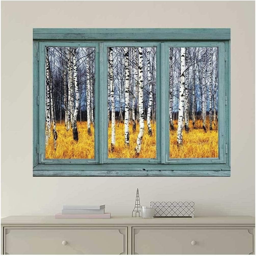 ADALE Vintage Teal Window Looking Out Into a an Aspen Tree Forest ...