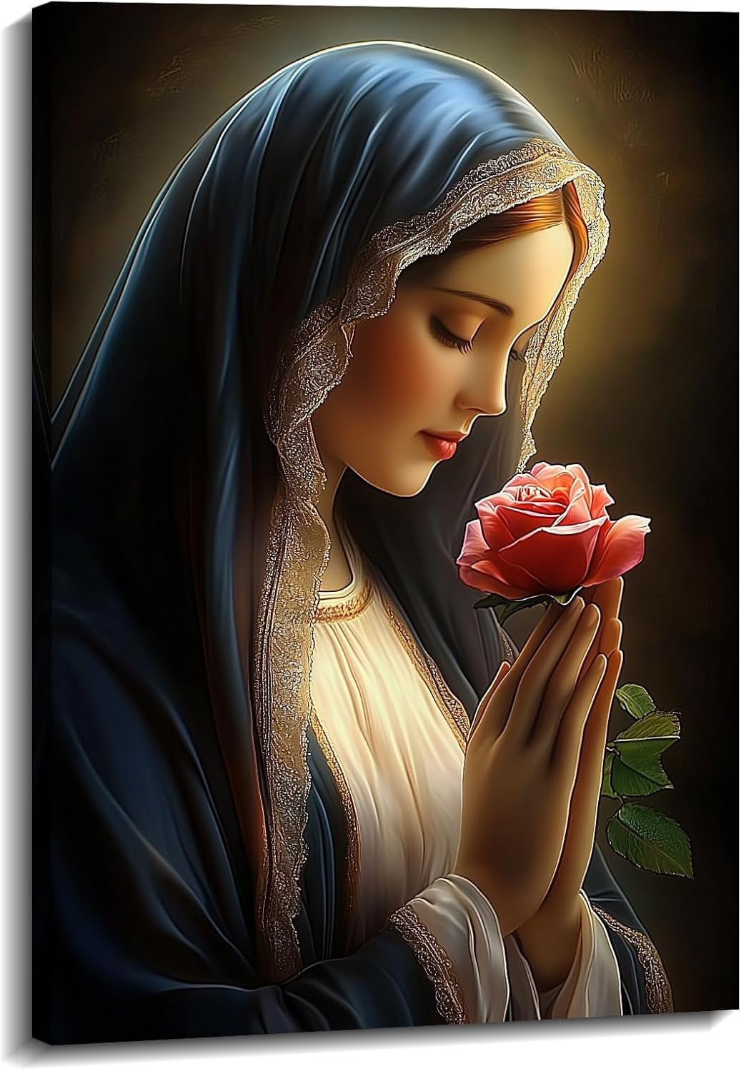 ADALE Virgin Mary Wall Art Mother Maria Praying Picture Catholic ...