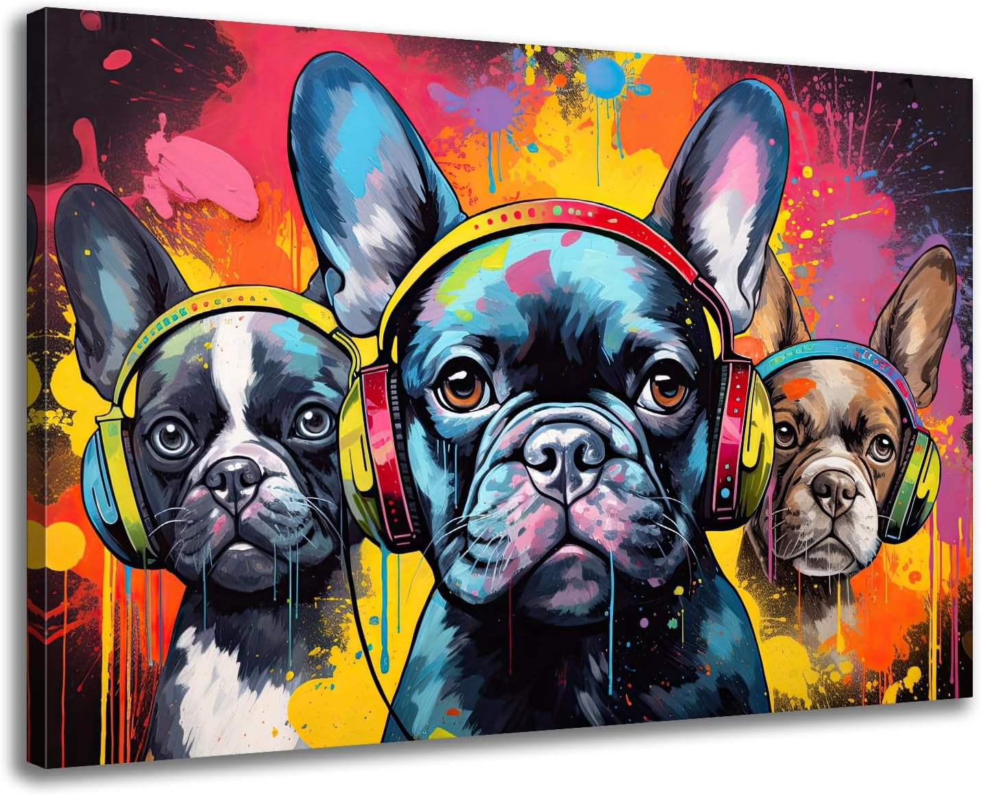 ADALE Wall Art, Funny Dog Graffiti Art Print, Waterproof Canvas Bedroom ...