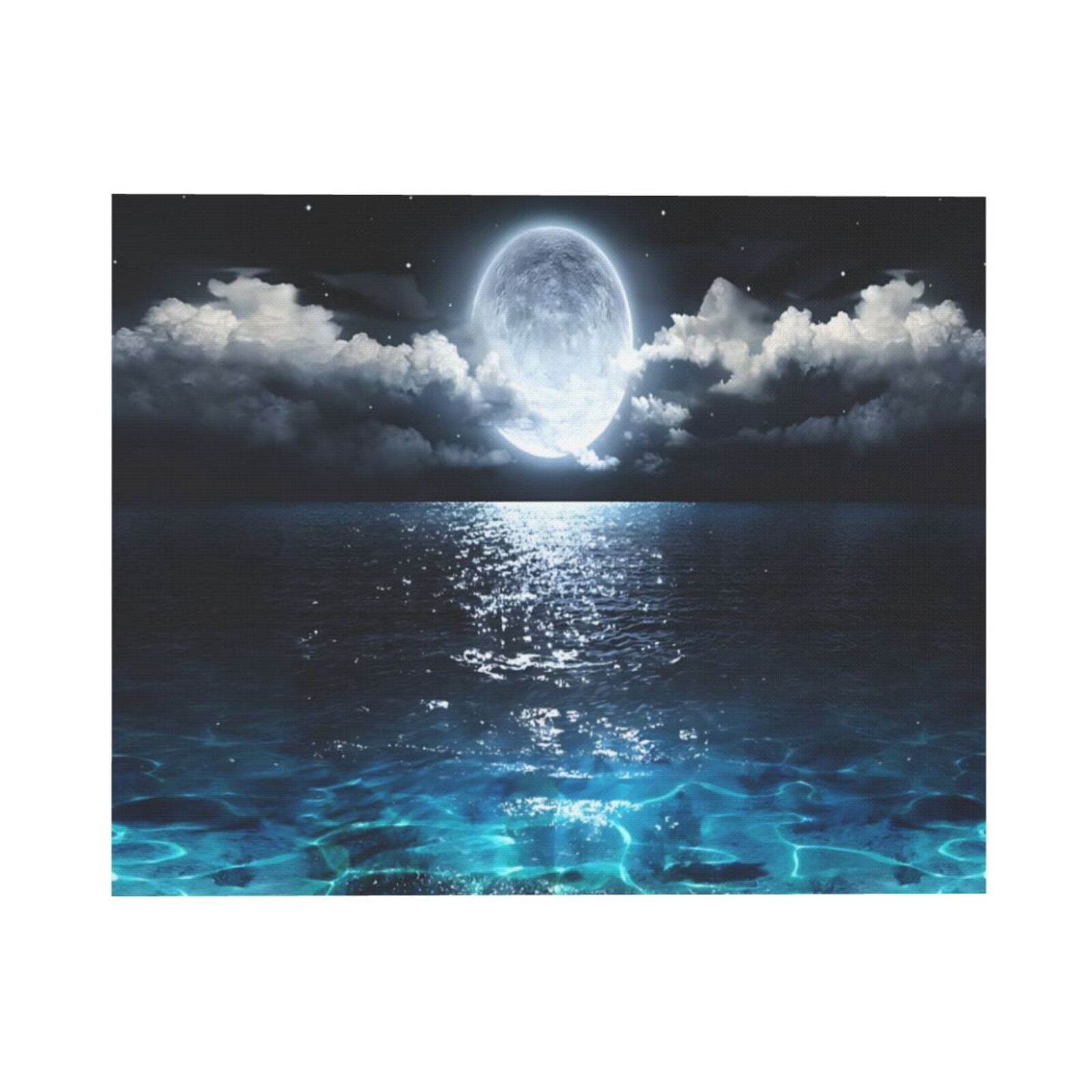 ADALE Wall Art Moon Sea Ocean Landscape Picture Canvas Wall Art Print ...