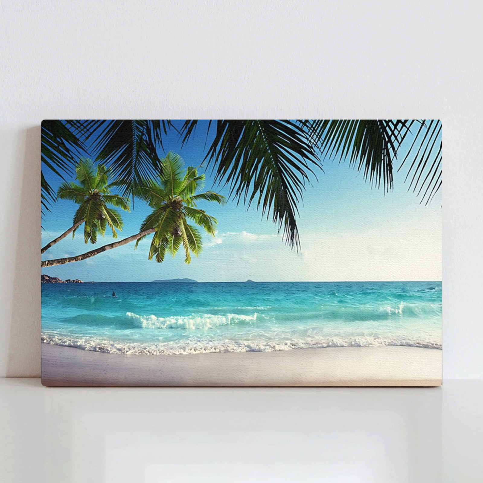 ADALE Wall Art Ocean Waves Canvas Pictures Coconut Trees Sands Beach ...