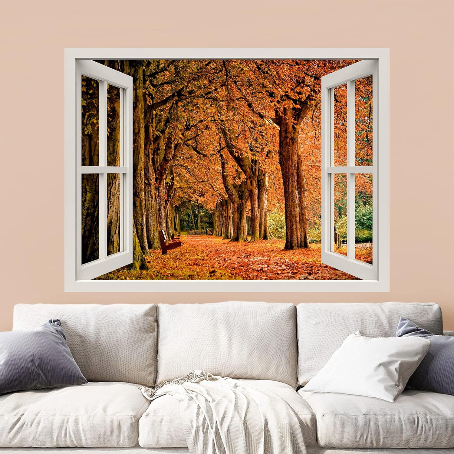 ADALE Wall Art/Wall Mural Print Painting Posters Window View Autumn ...