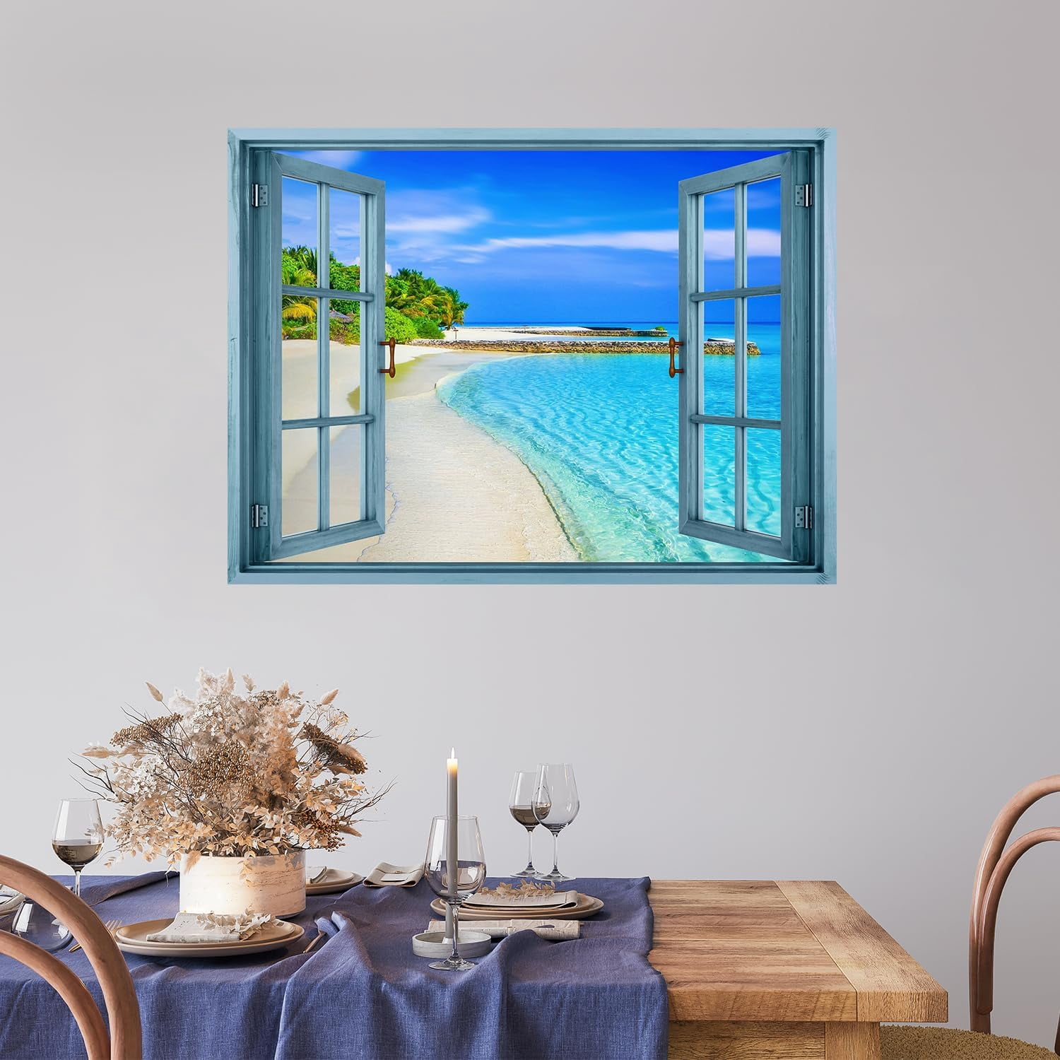 ADALE Wall Art/Wall Mural Print Painting Posters Window View Blue Neon ...