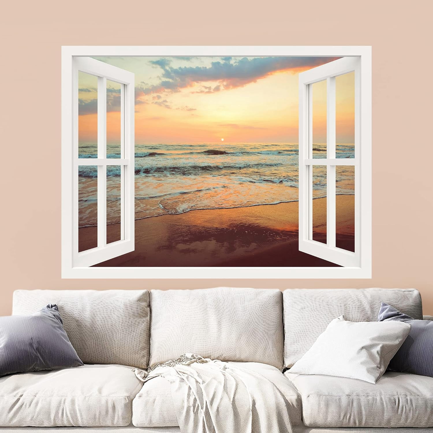 ADALE Wall Art/Wall Mural Print Painting Posters Window View Pastel ...
