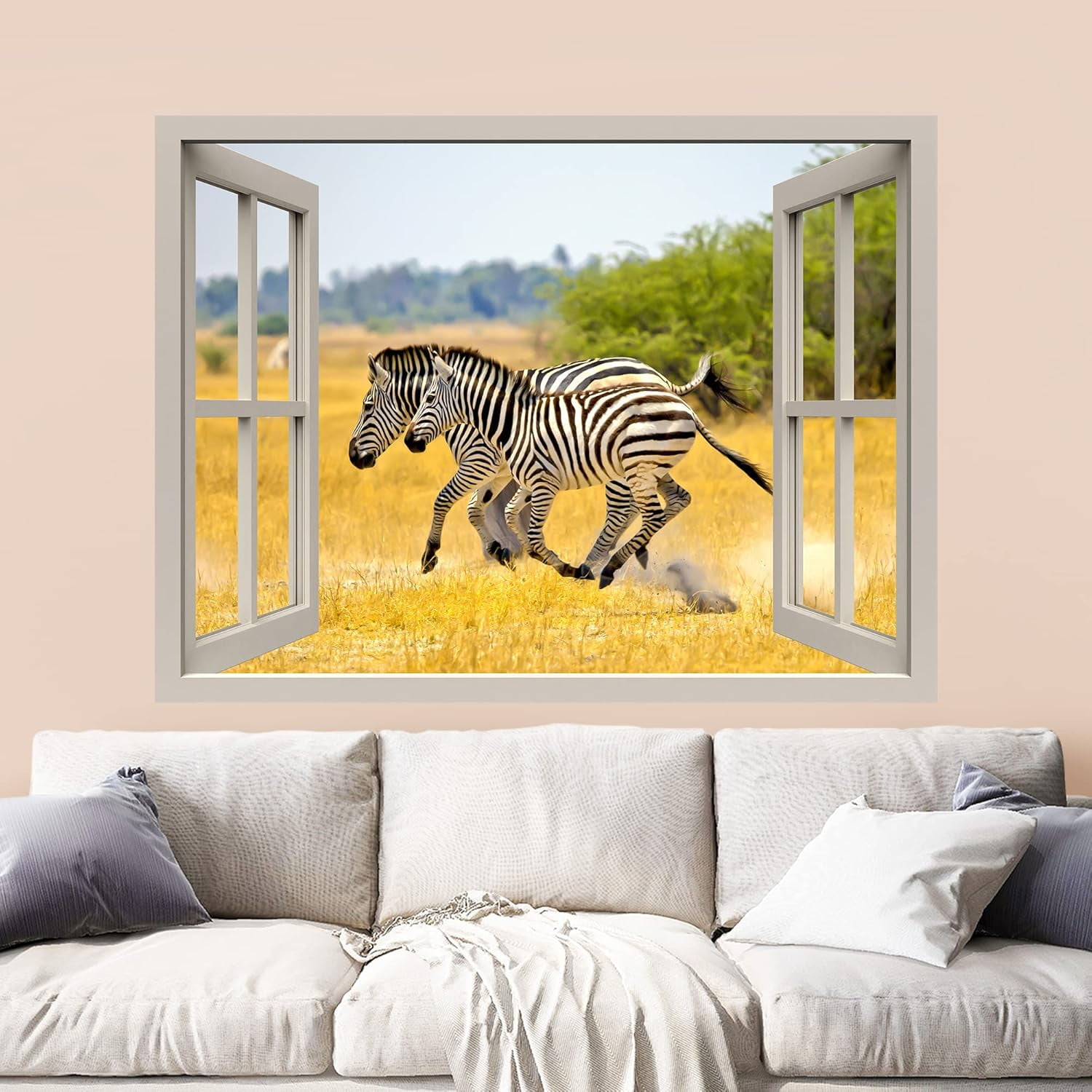 ADALE Wall Art/Wall Mural Print Painting Posters Window View Tropical ...