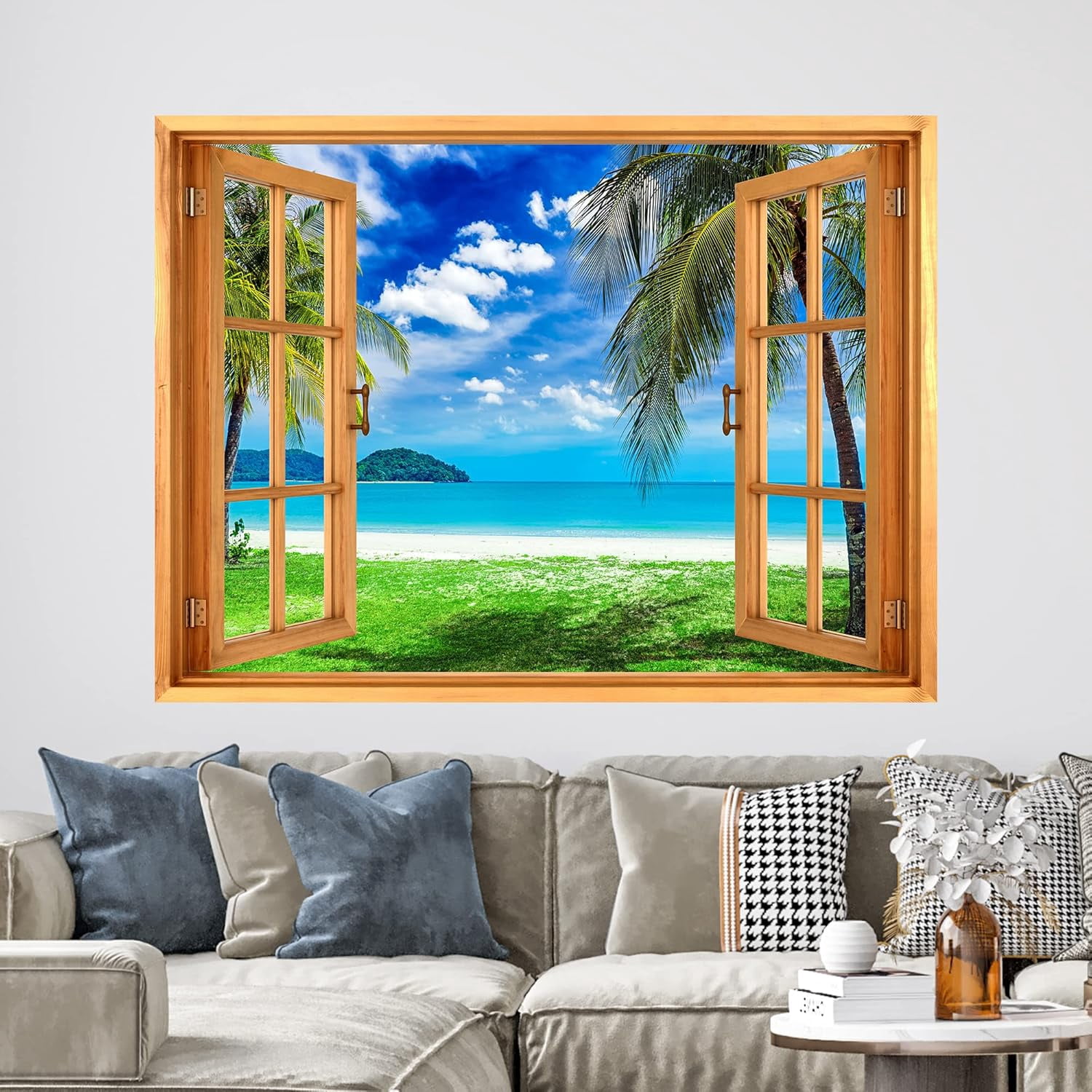 ADALE Wall Art/Wall Mural Print Painting Posters Window View Tropical ...