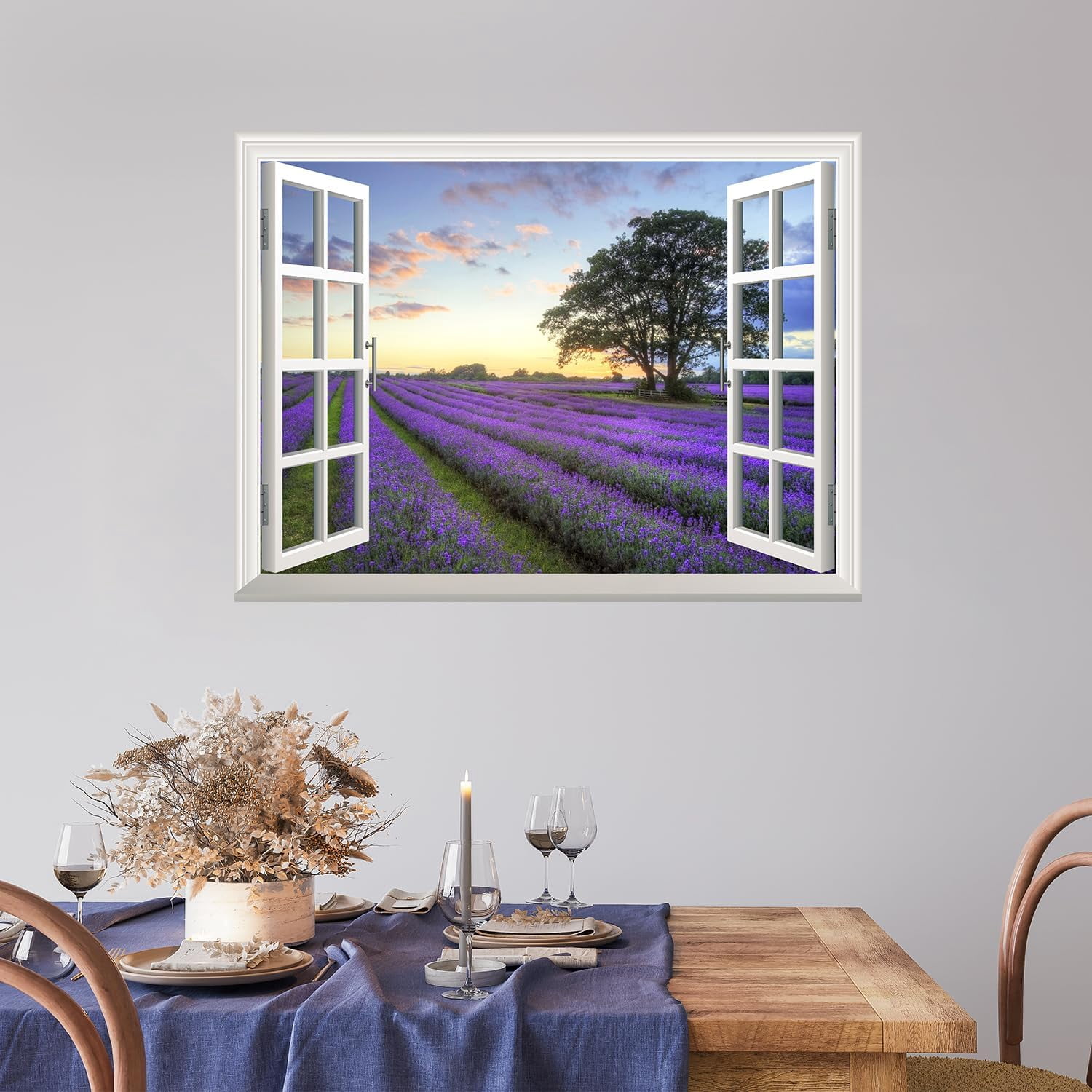 ADALE Wall Art Wild Flowers in Spring Sunrise on a Purple Filed Open ...