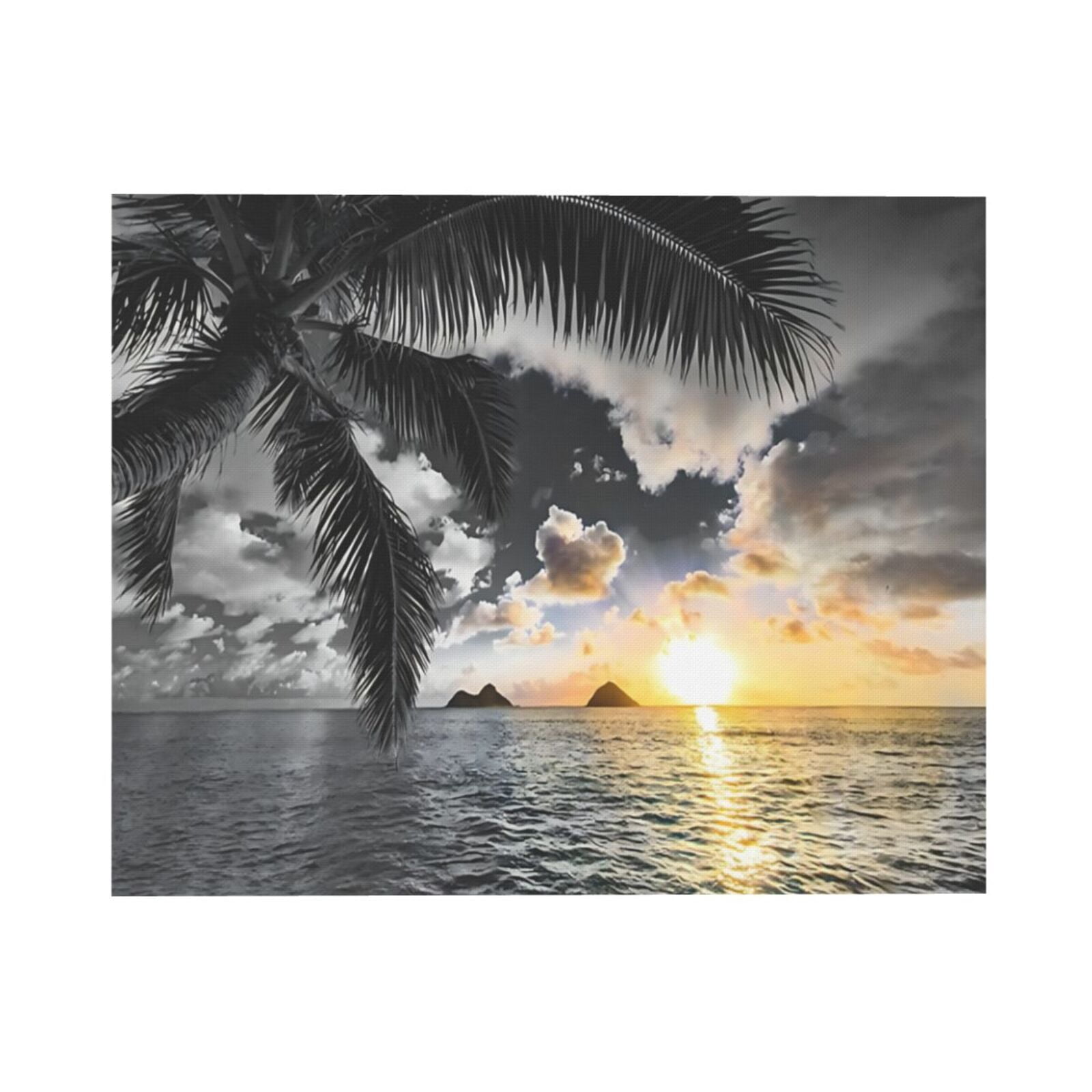 ADALE Wall Decor Living Room Black and White Beach Wall Art Sunset ...