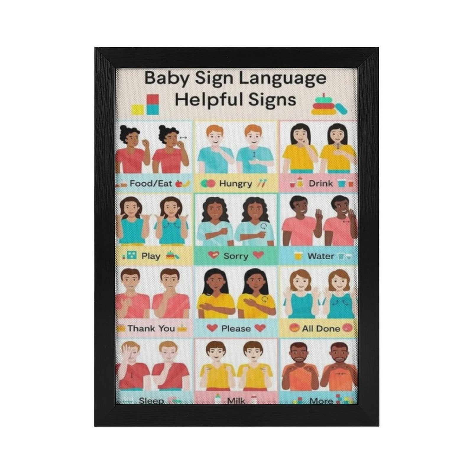 ADALE Wall Posters 12 Key Words in Baby Sign Language Sign Language ...